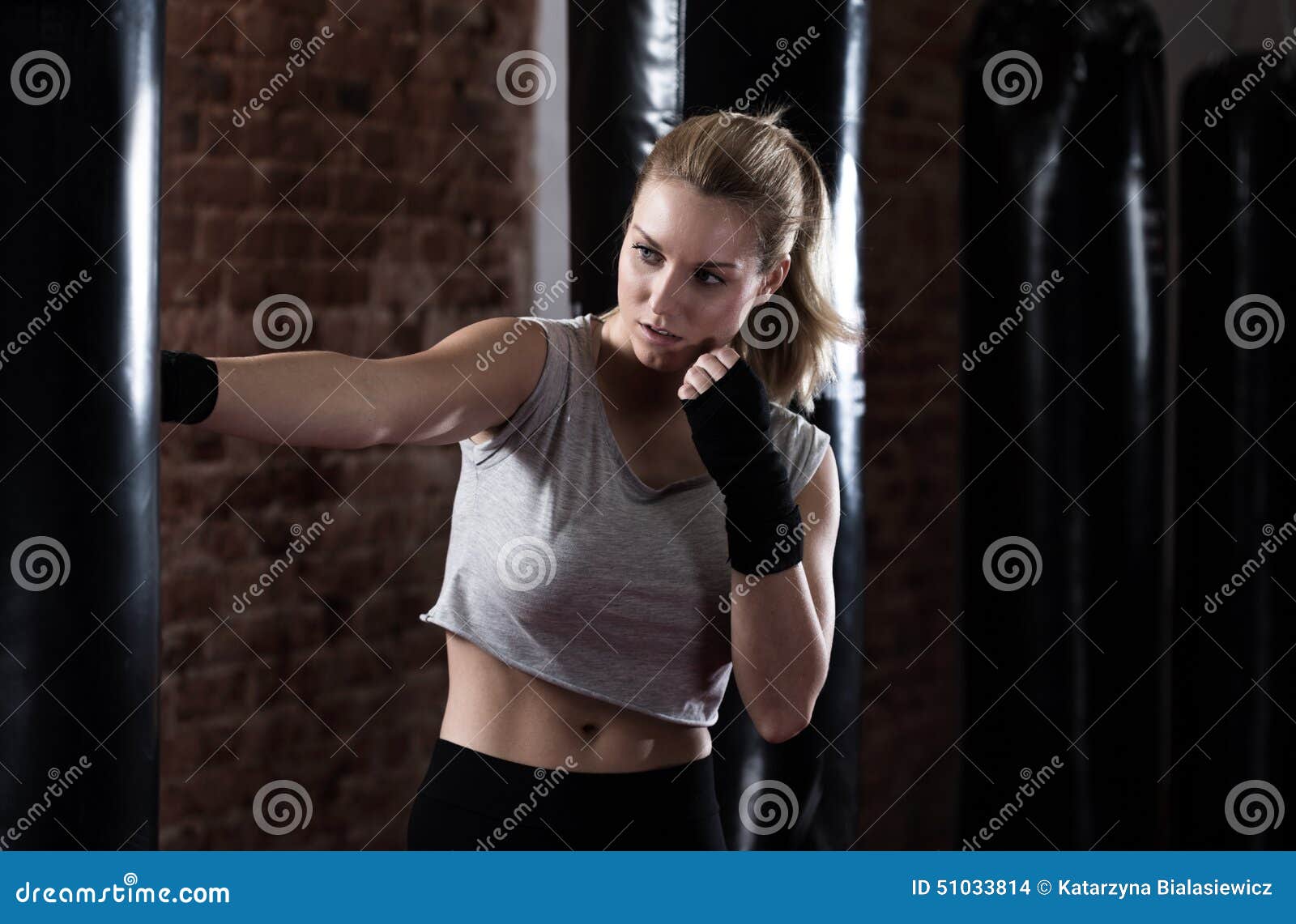 Beauty Woman Training Boxing Stock Photo - Image of blonde, fighter ...
