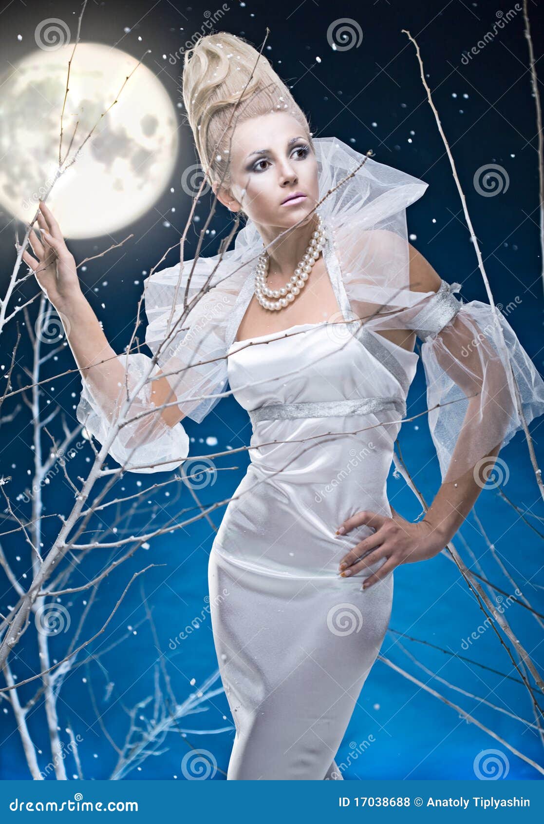 Beauty woman under moon stock photo. Image of natal, star - 17038688