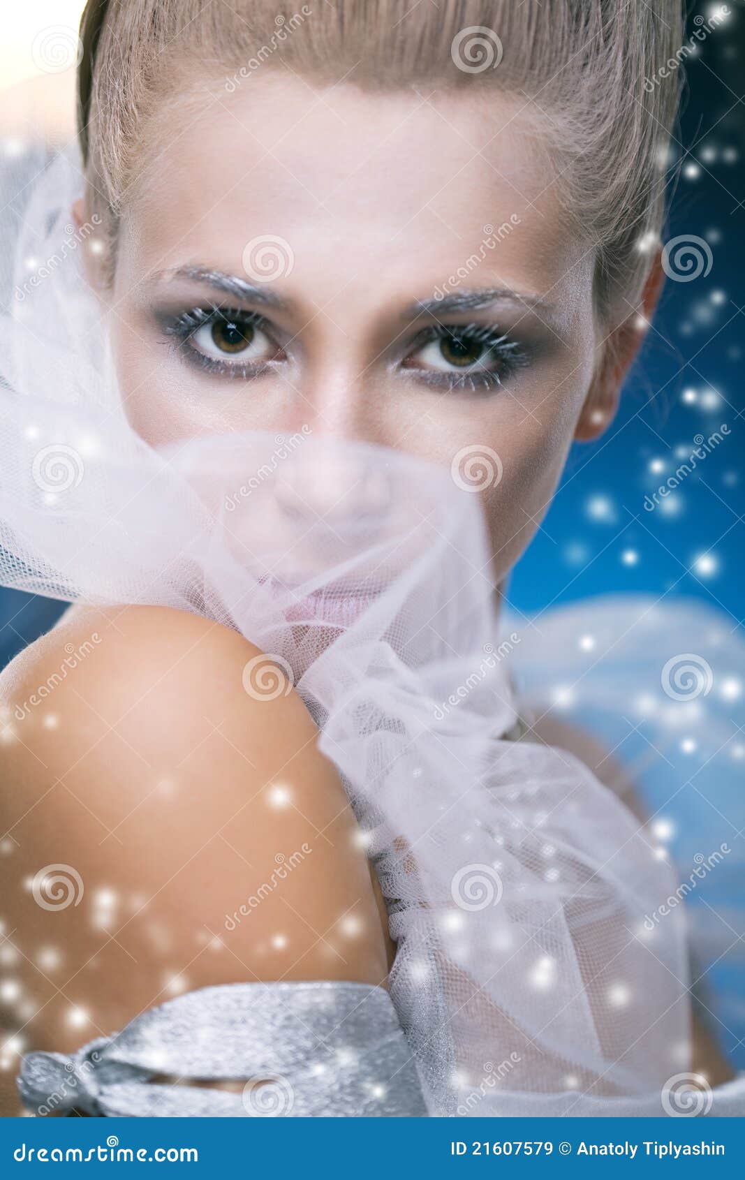 Beauty woman under moon stock image. Image of cold, unusual - 21607579
