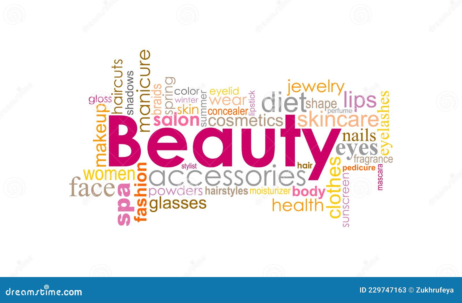 Beauty word cloud stock vector. Illustration of face - 229747163