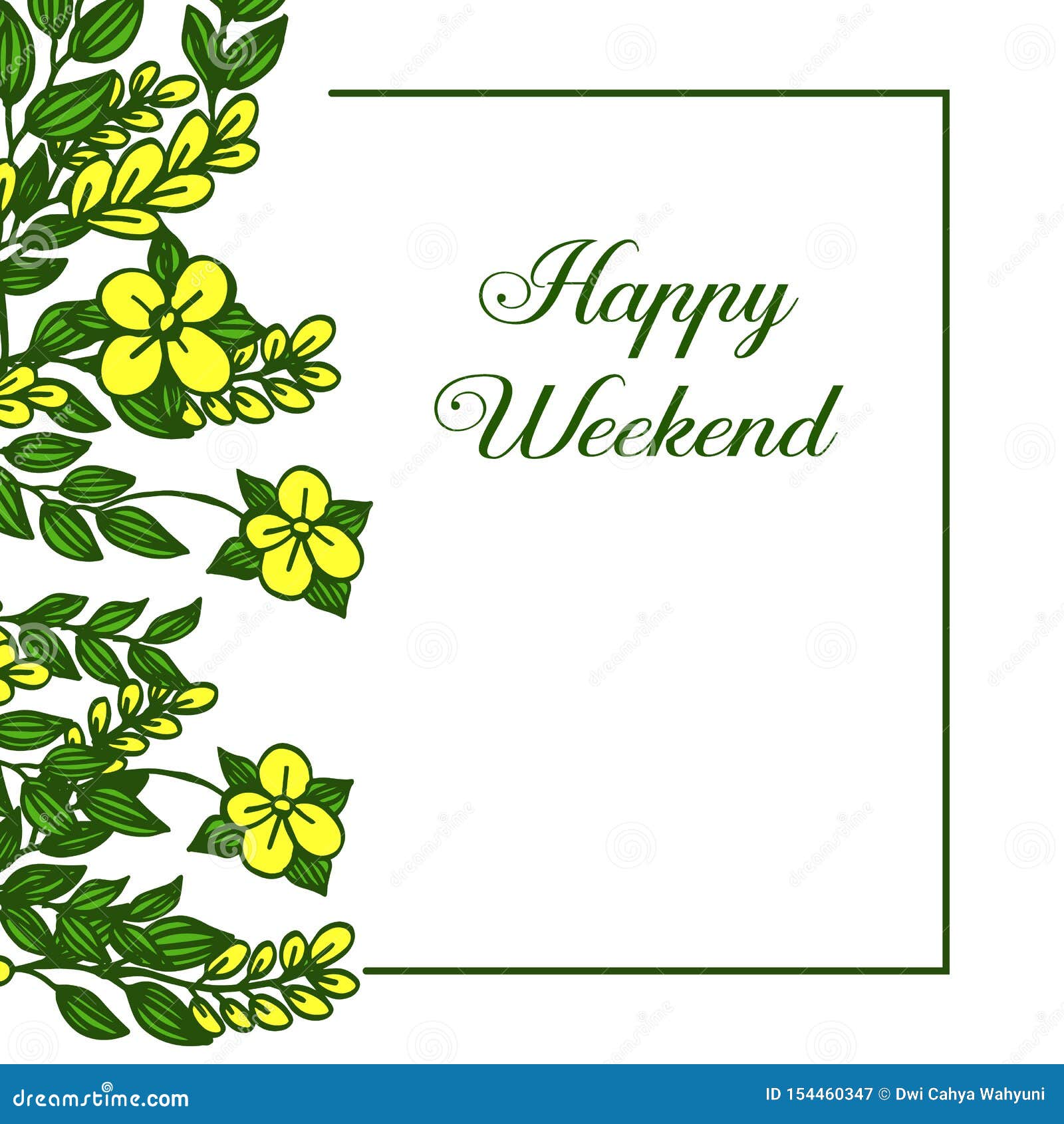 Beauty of Yellow Flower Frame, Design of Happy Weekend. Vector Stock ...