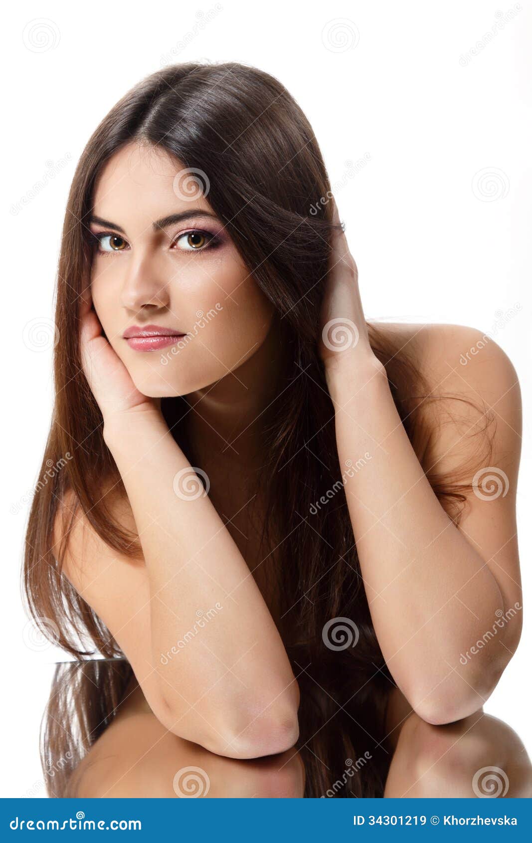 Beauty Young Woman With Beautiful Long Brunette Hair Stock Image Image Of Attractive Cute