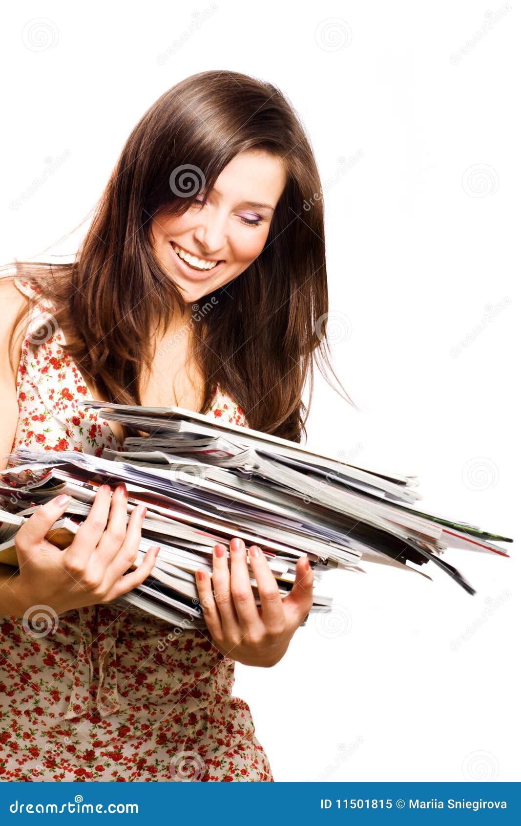 Beauty Young Woman with Magazines Stock Image - Image of bacchanal ...