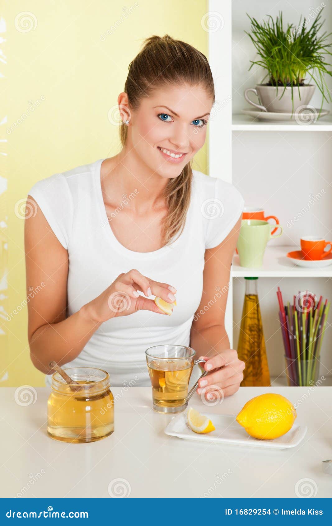 Beauty, Young Girl Making Tea Stock Photo - Image of closeup, morning ...