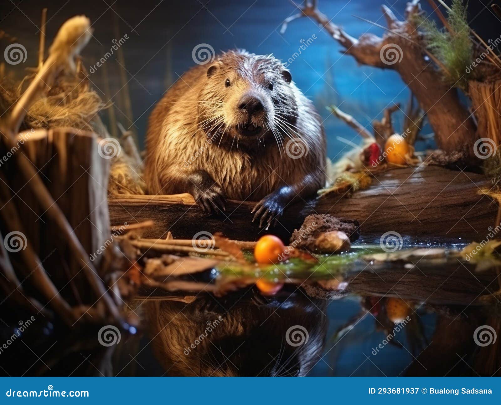 Beavers Build A Dam On The River Royalty-Free Stock Image ...