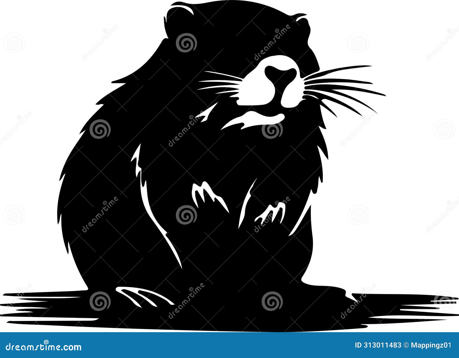 Beaver Black Silhouette Generative Ai Stock Vector - Illustration of ...