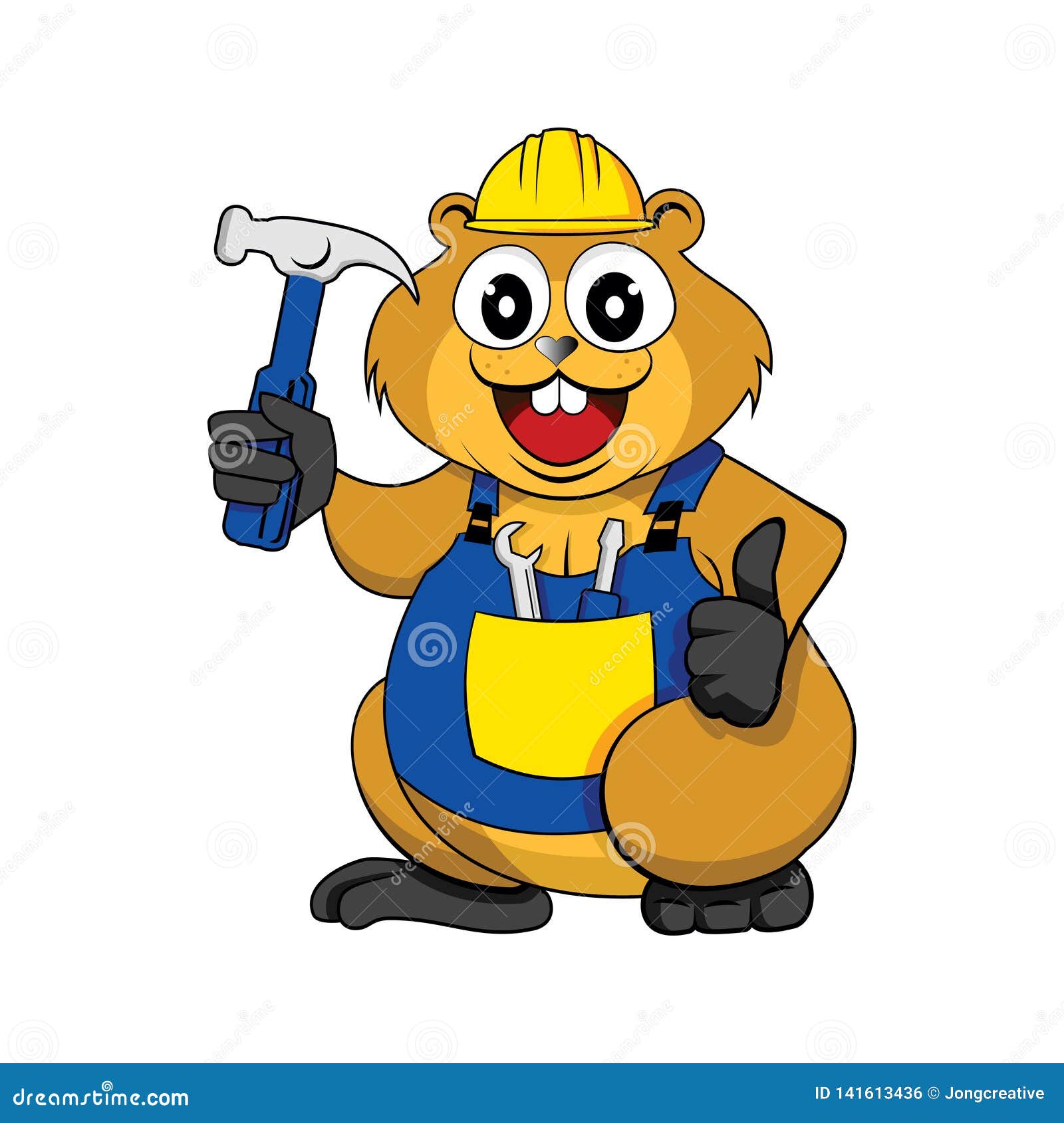 Builder Carpenter Folded Arms Hammer Crest Cartoon Vector Illustration ...