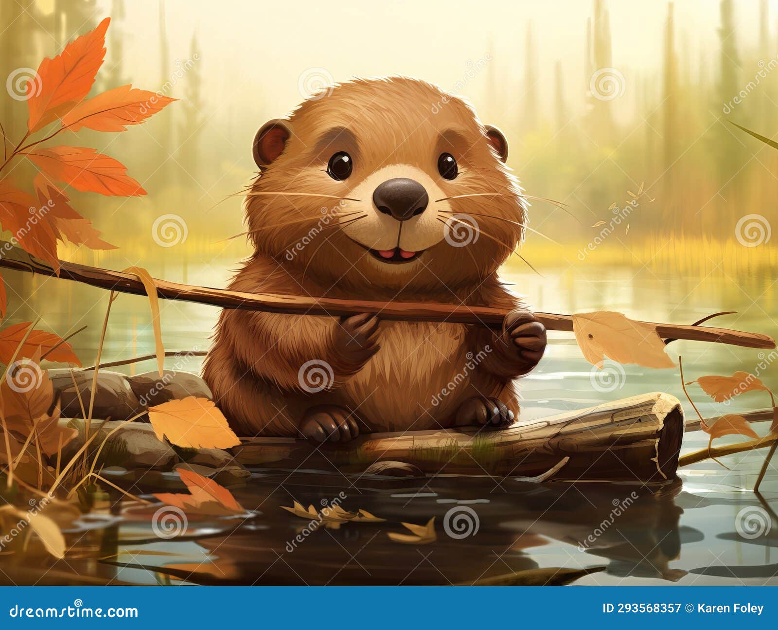 Beaver Building Dam Royalty-Free Stock Photo | CartoonDealer.com #293568357