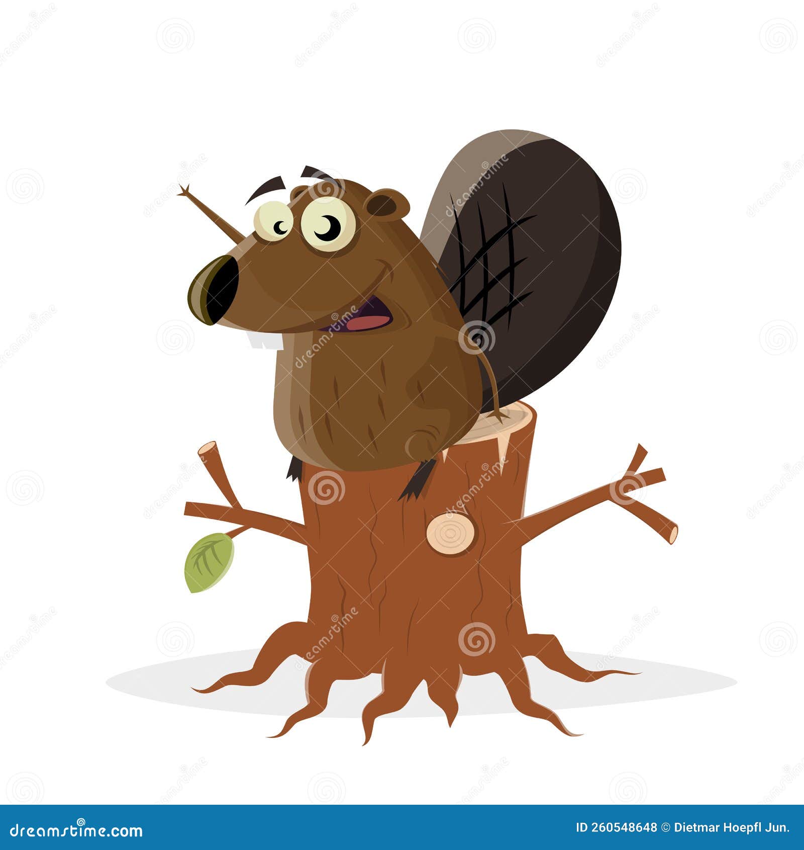 Funny Cartoon Beaver Sitting on a Trunk Stock Vector - Illustration of ...