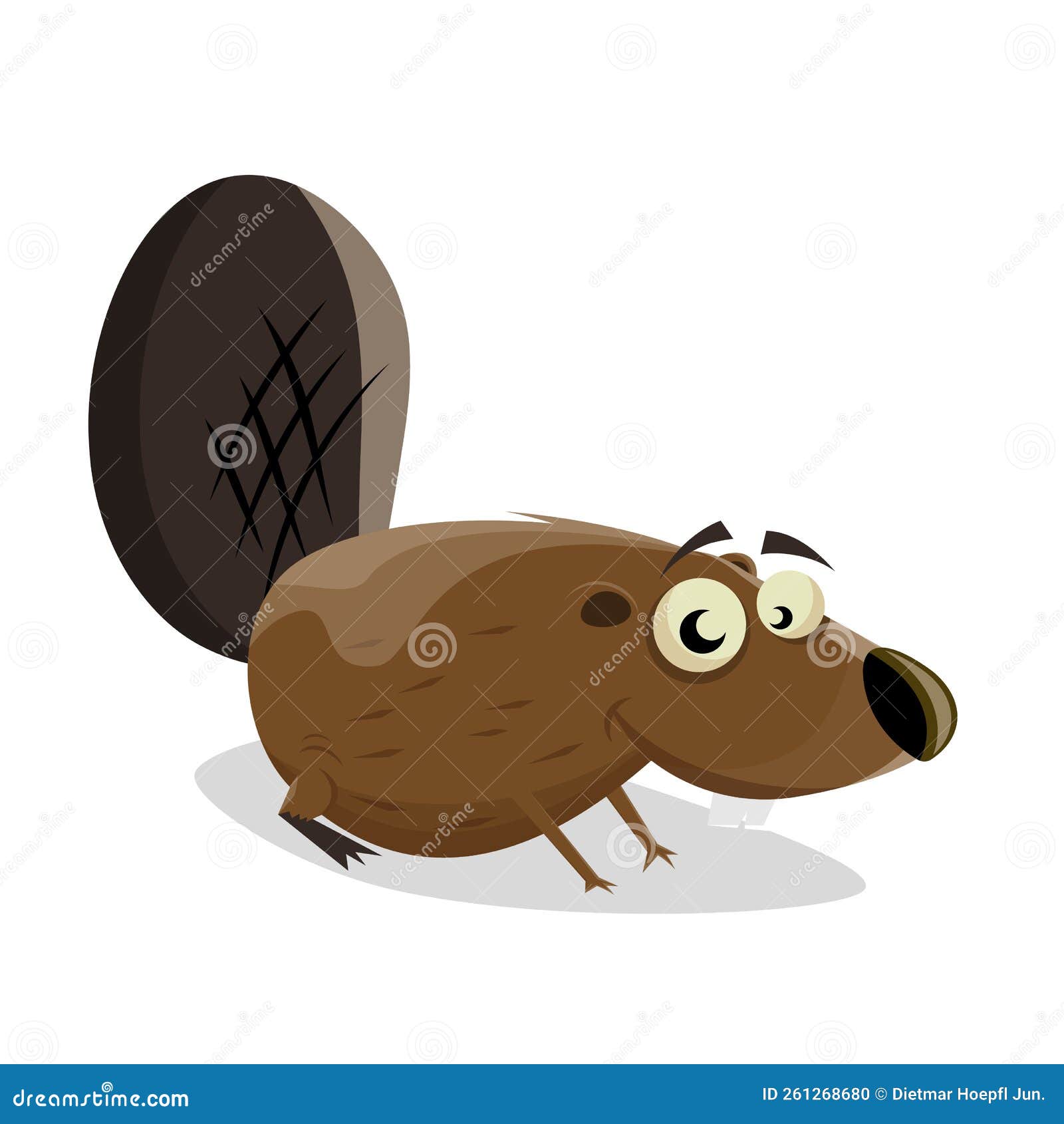 Funny Cartoon Illustration of a Happy Beaver Stock Illustration ...