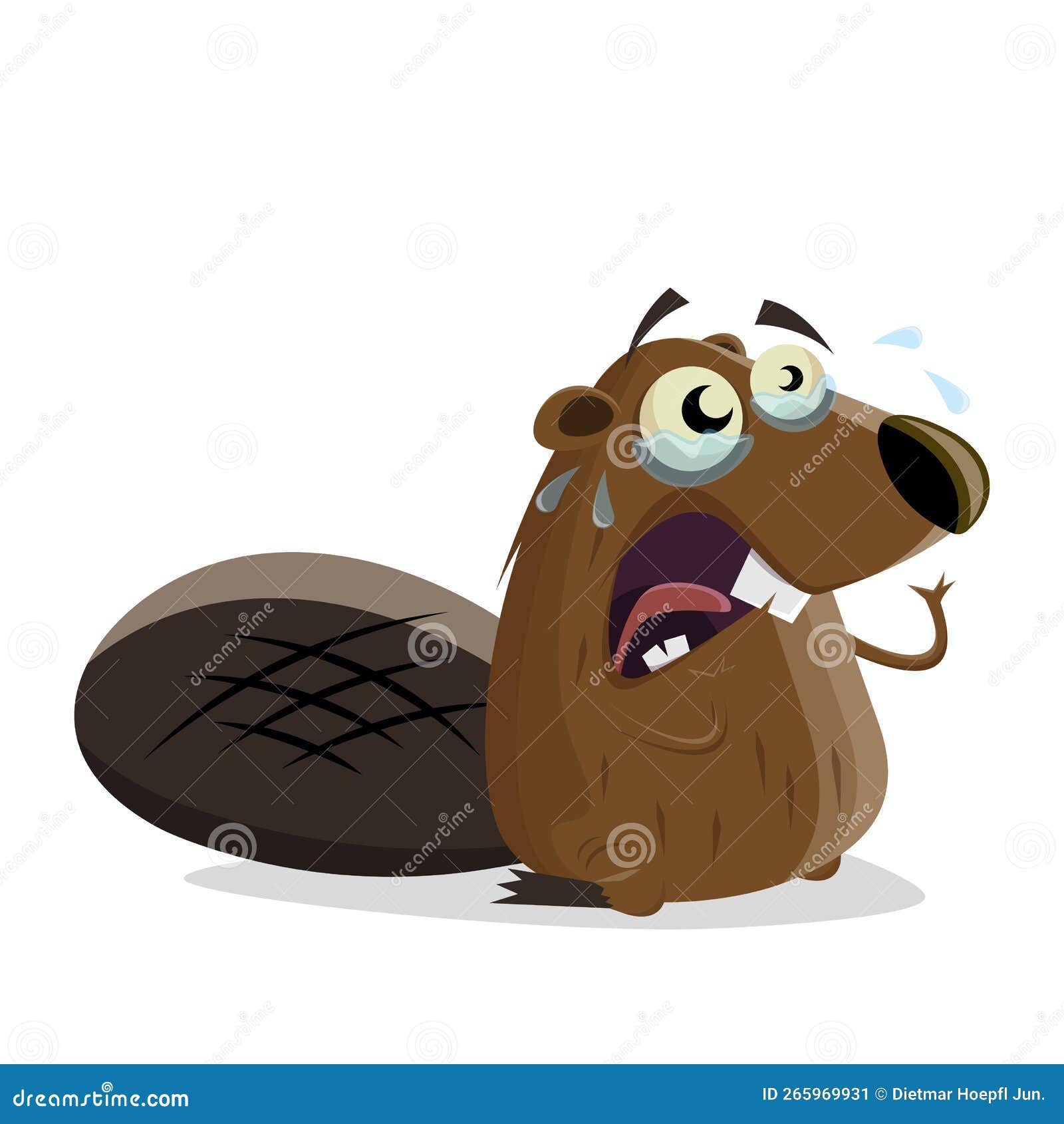 Cartoon beaver is crying stock vector. Illustration of beaver - 265969931