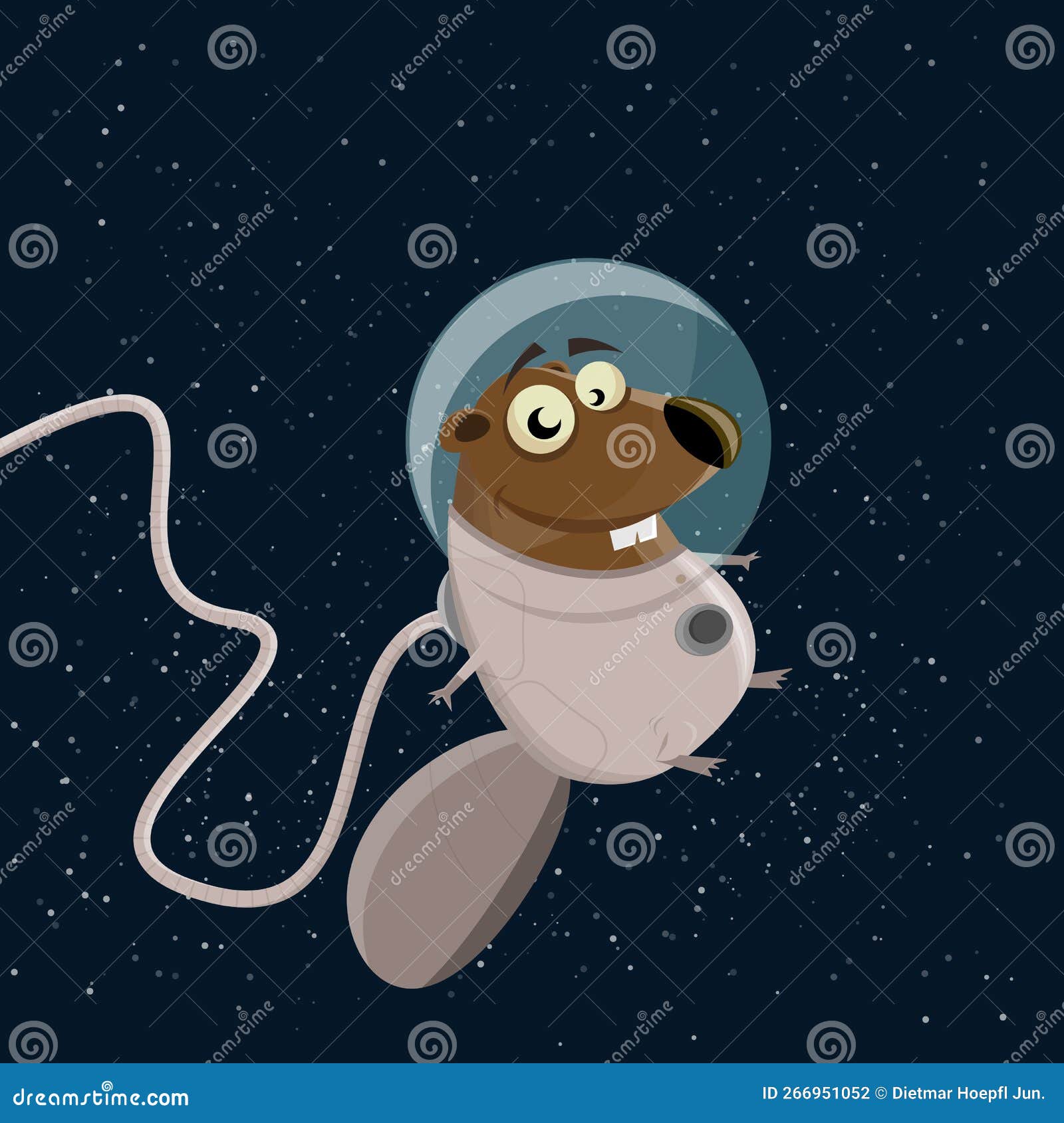 Funny Cartoon Beaver As Astronaut in Space Stock Vector - Illustration ...