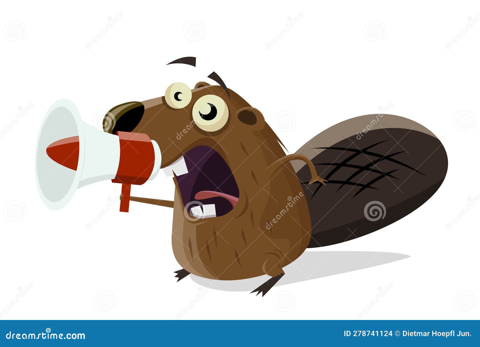 Cartoon Beaver with with Megaphone Stock Vector - Illustration of ...