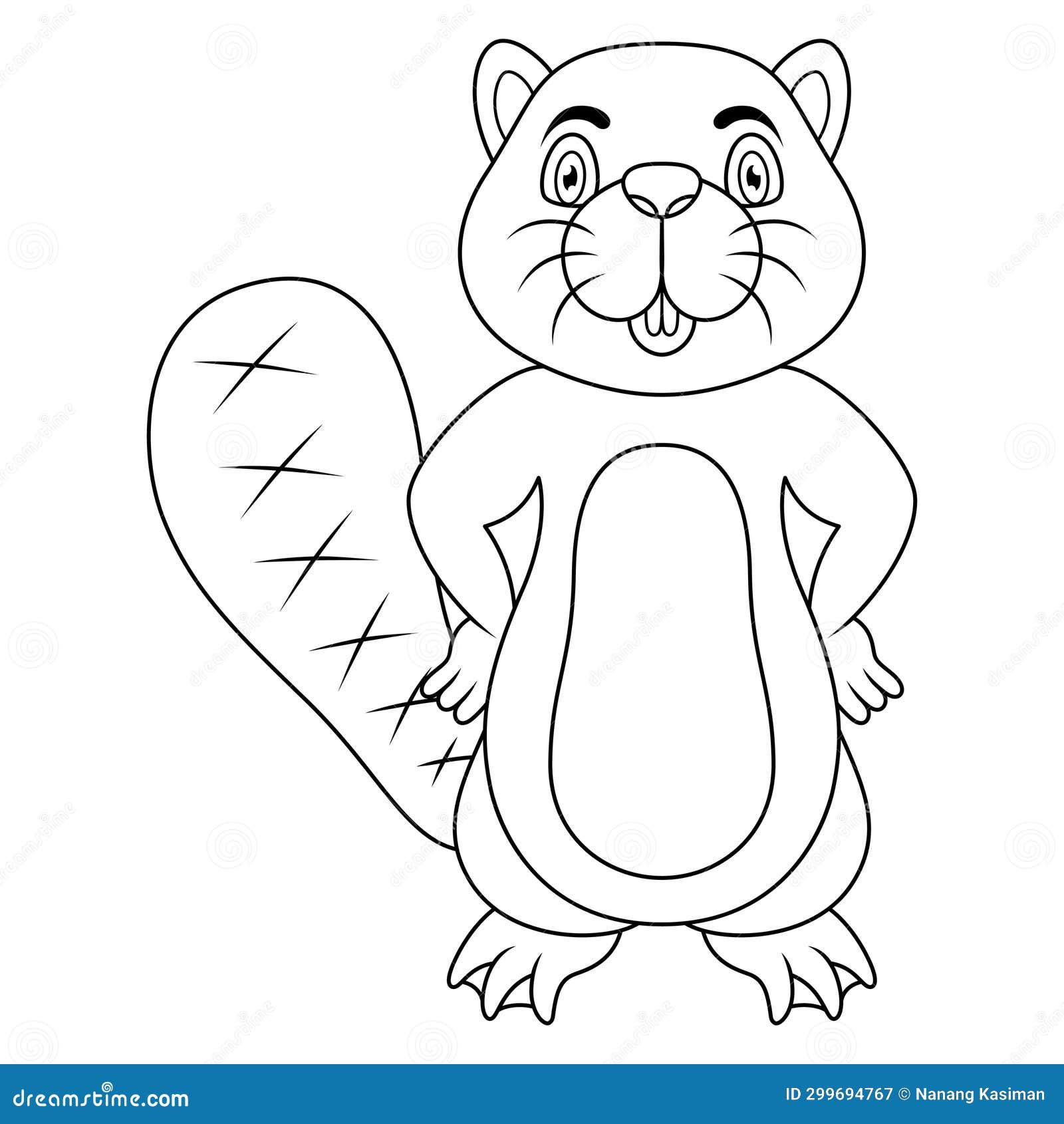 Beaver Cartoon Posing Line Art Stock Vector - Illustration of cute ...