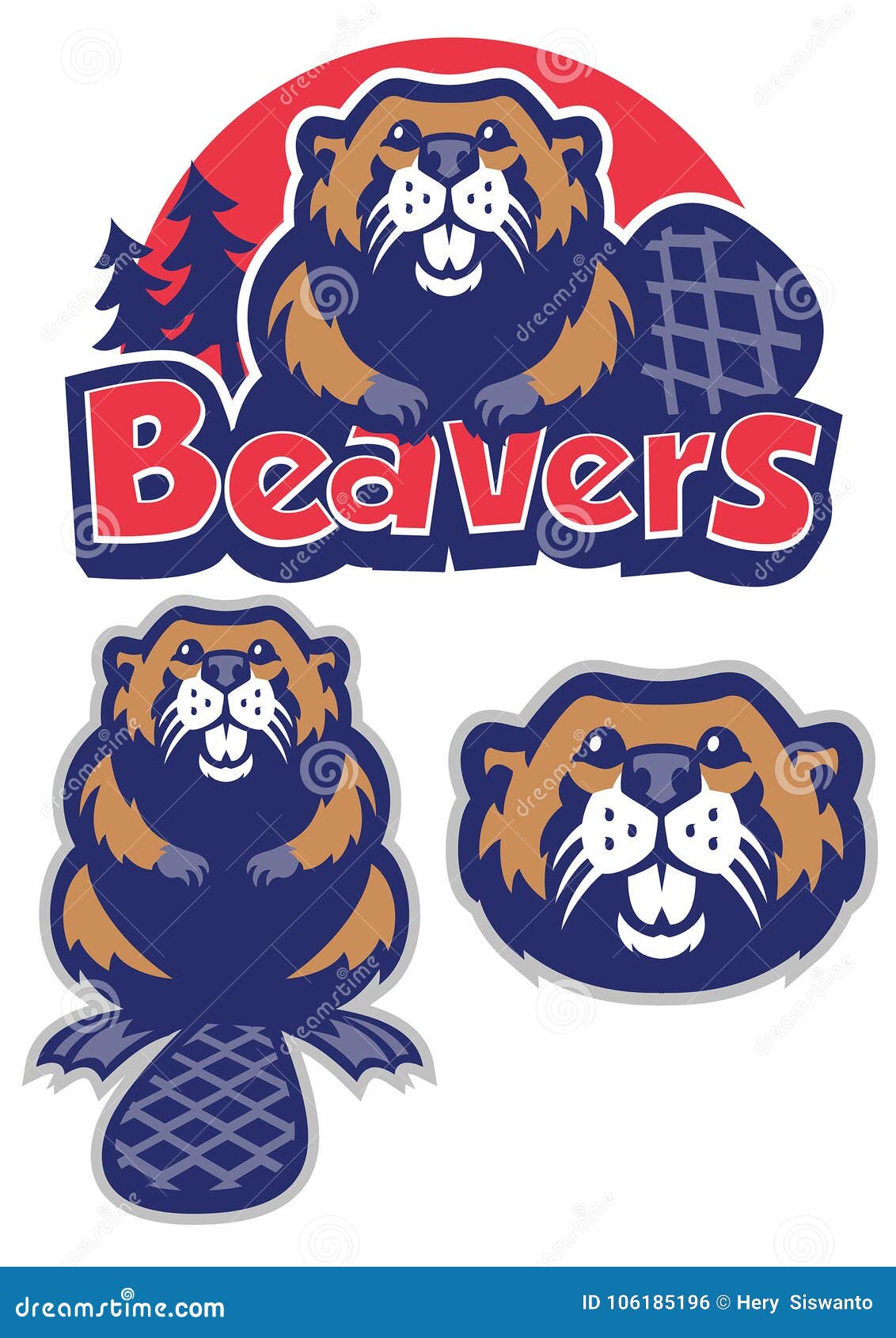 Beaver Character Mascot Set Stock Vector - Illustration of collection ...