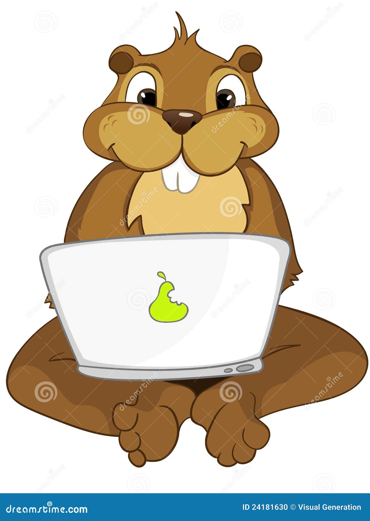 Beaver With Laptop Computer Cartoon Character Mascot Illustration ...