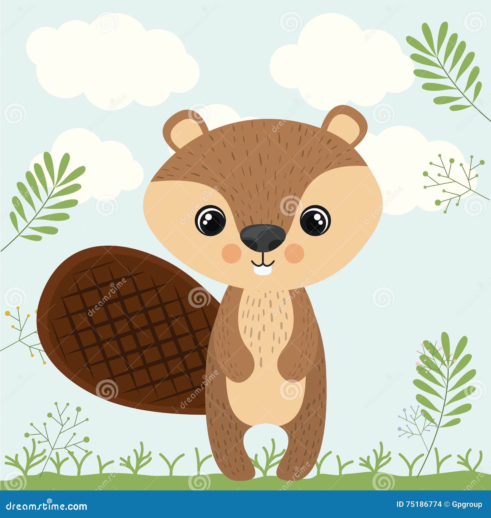 Beaver cute wildlife icon stock vector. Illustration of flat - 75186774