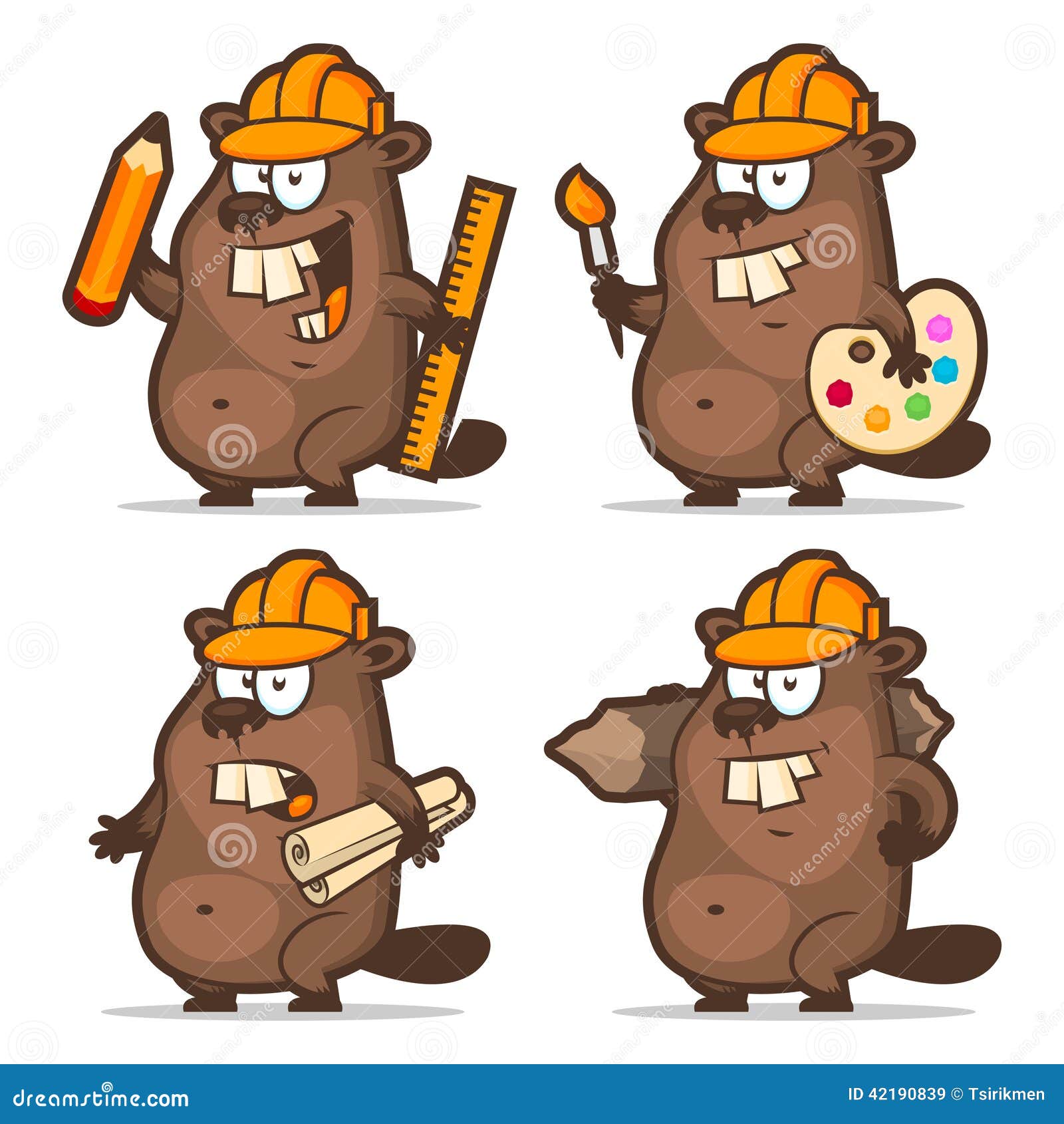 Beaver Designer Painter Engineer Builder Stock Vector - Illustration of ...