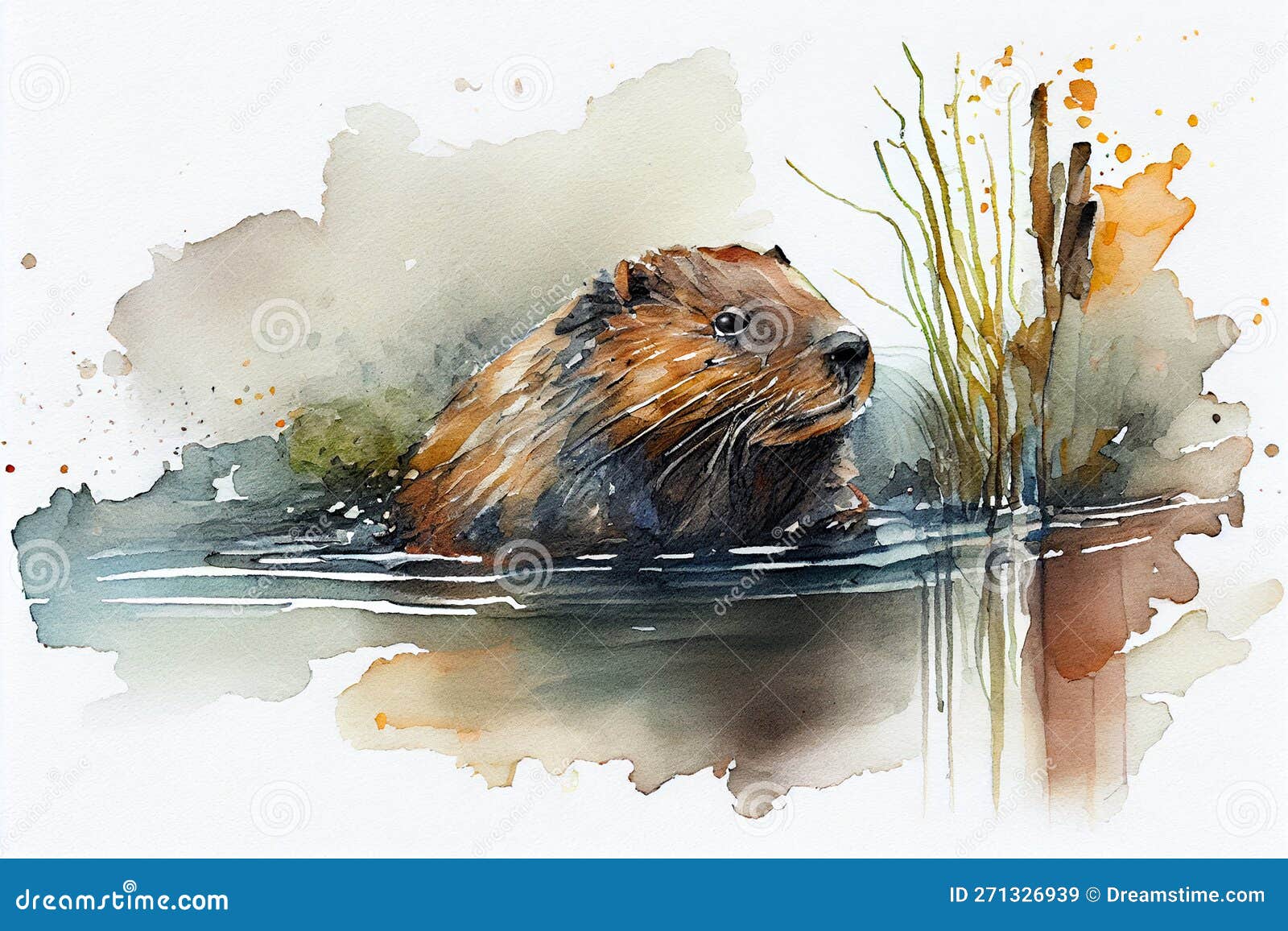 Beaver Drawing with Bit of Watercolour Stock Illustration ...