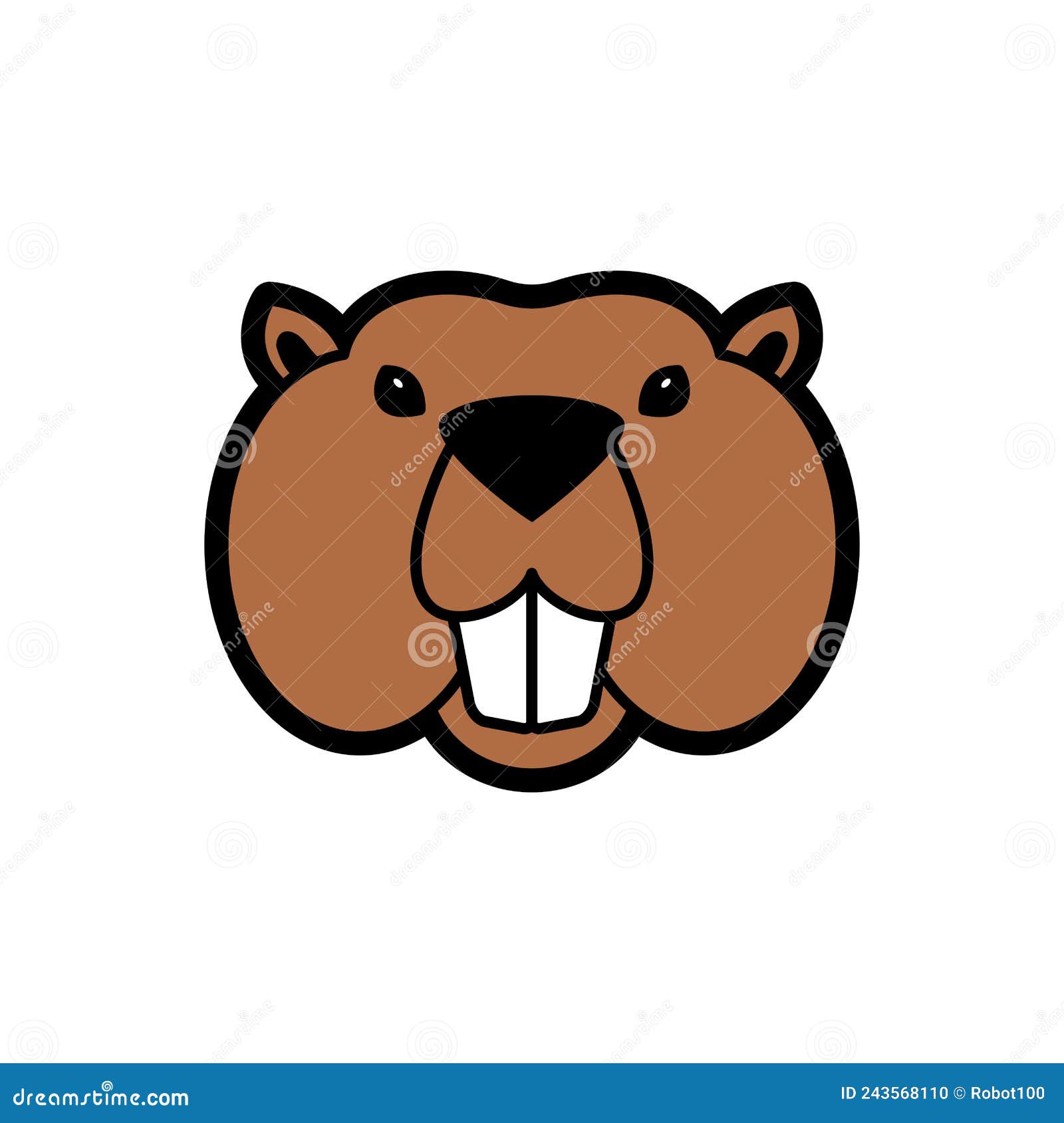 Beaver Face Icon Isolated. Beaver Head Vector Illustration Stock Vector ...
