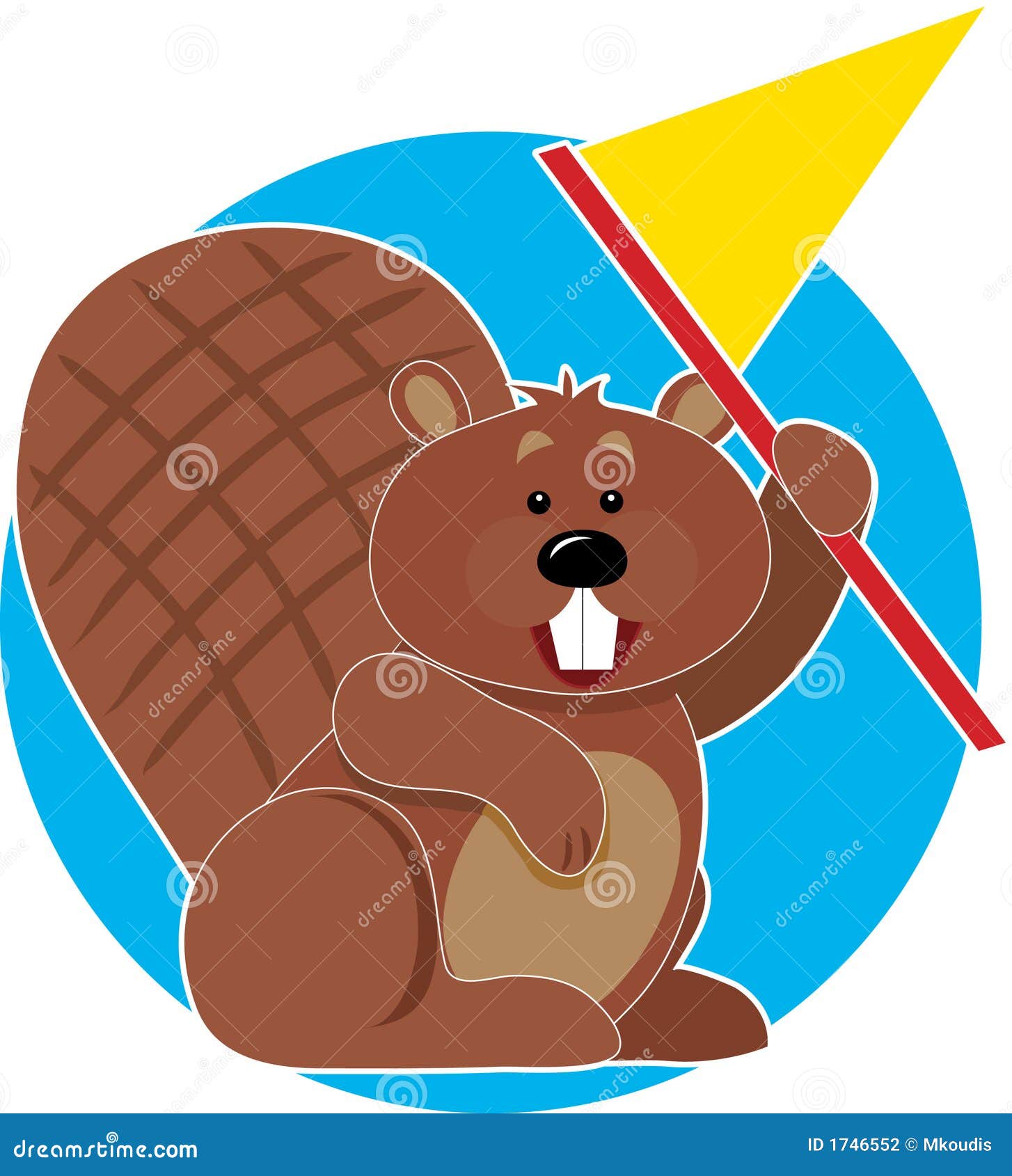 Beaver with Flag stock vector. Illustration of cheering - 1746552