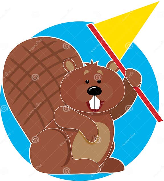 Beaver with Flag stock vector. Illustration of cheering - 1746552