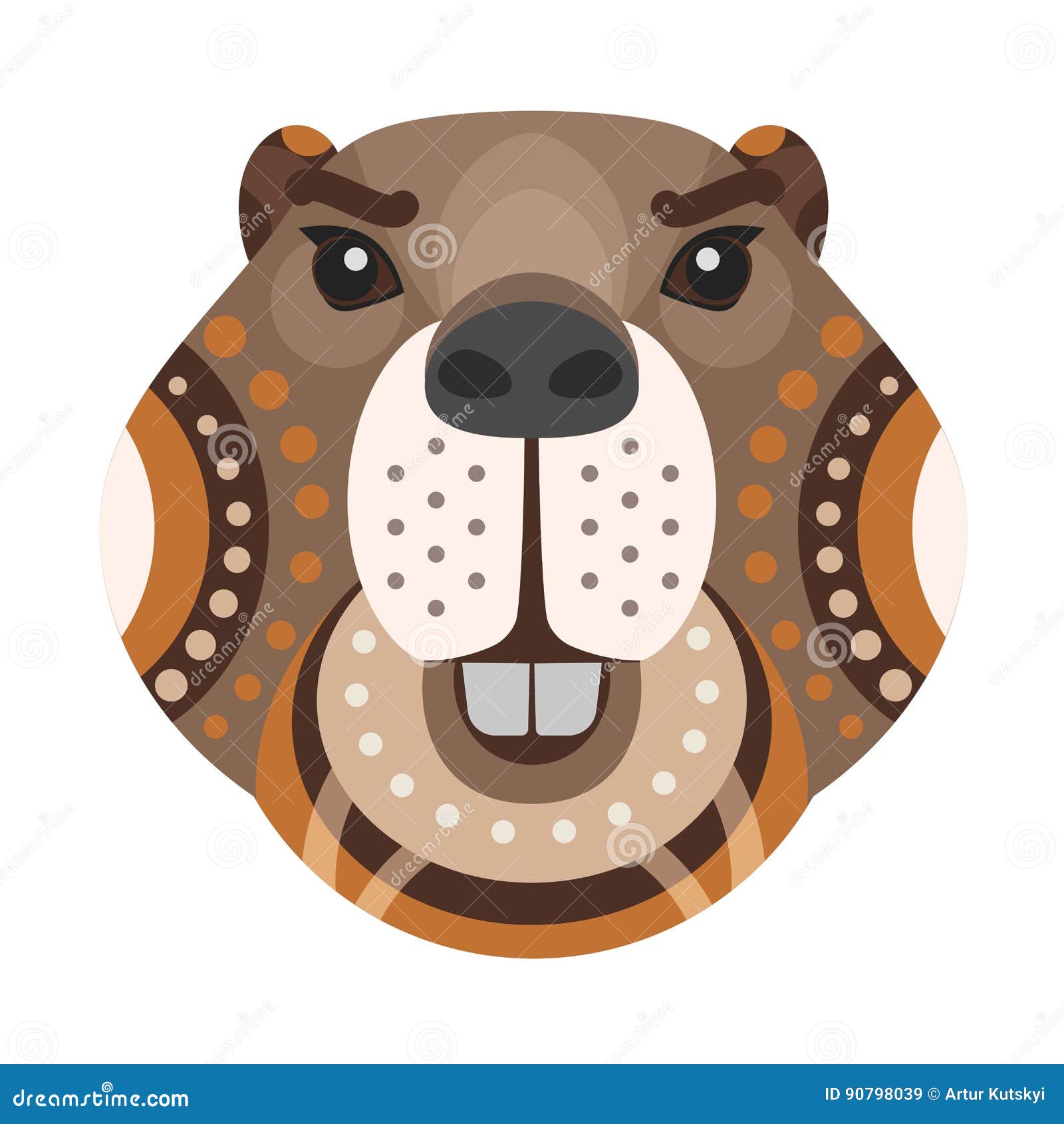 Beaver Head Logo. Vector Decorative Emblem. Stock Vector - Illustration ...