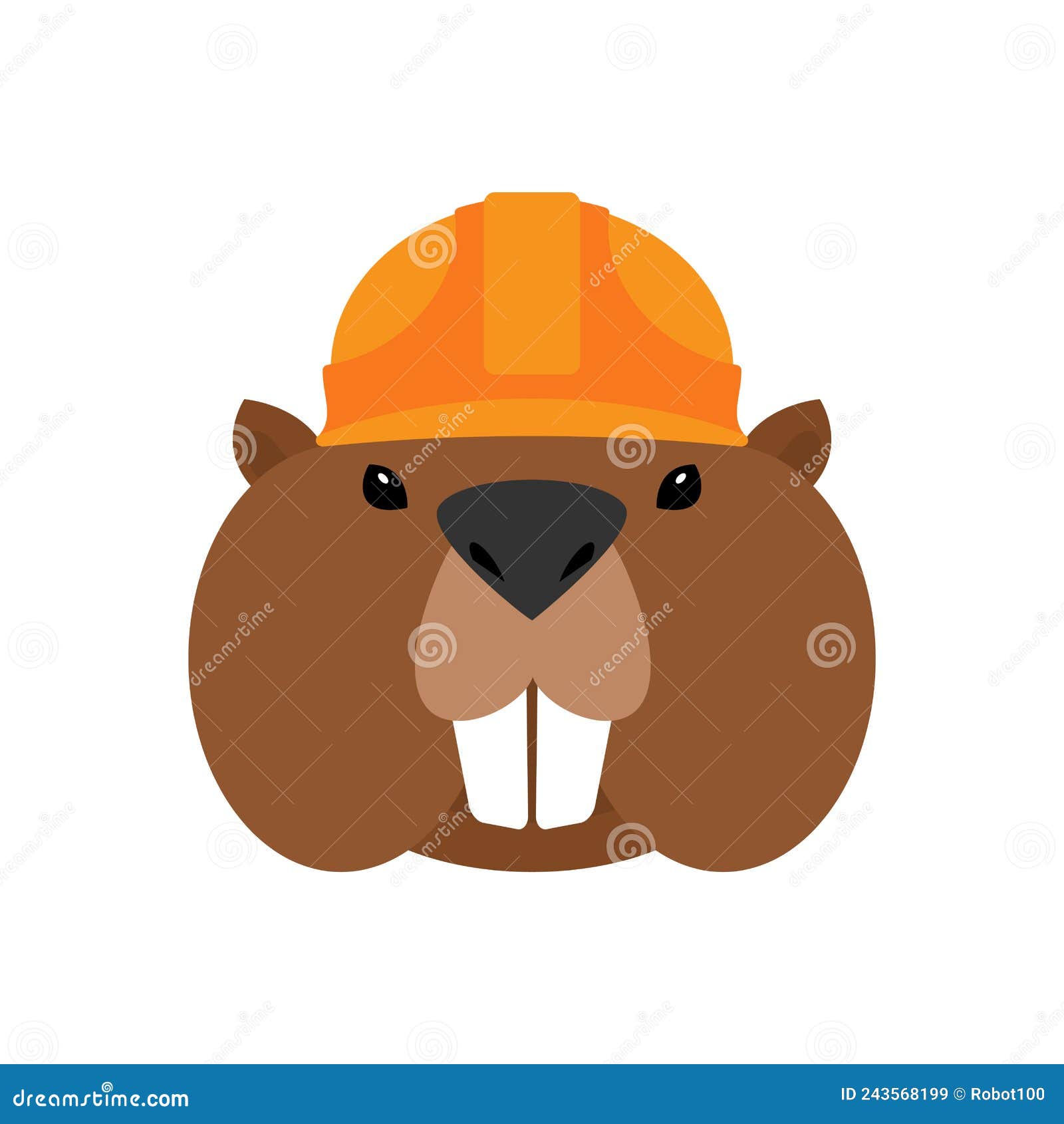 Beaver Construction Worker With Wood Beam Cartoon Illustration ...