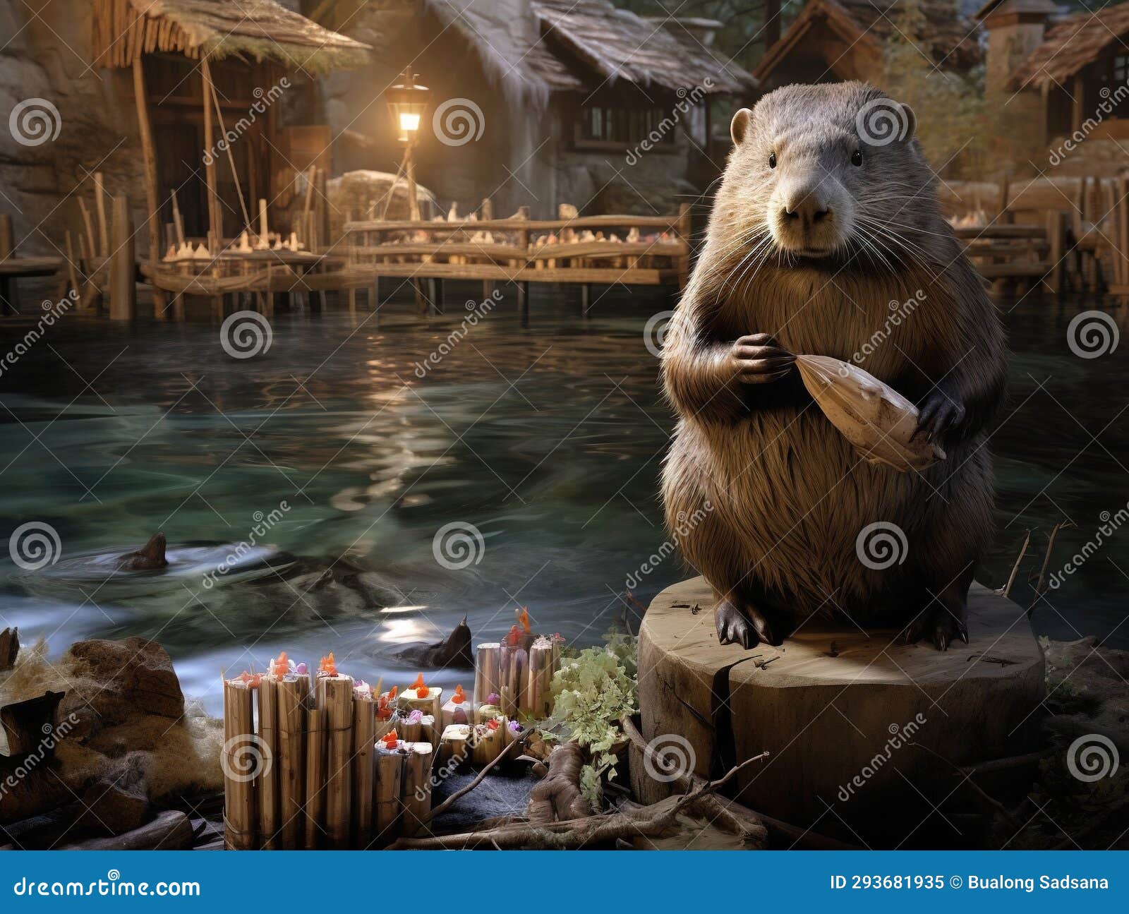 Beavers Build A Dam On The River Royalty-Free Stock Image ...