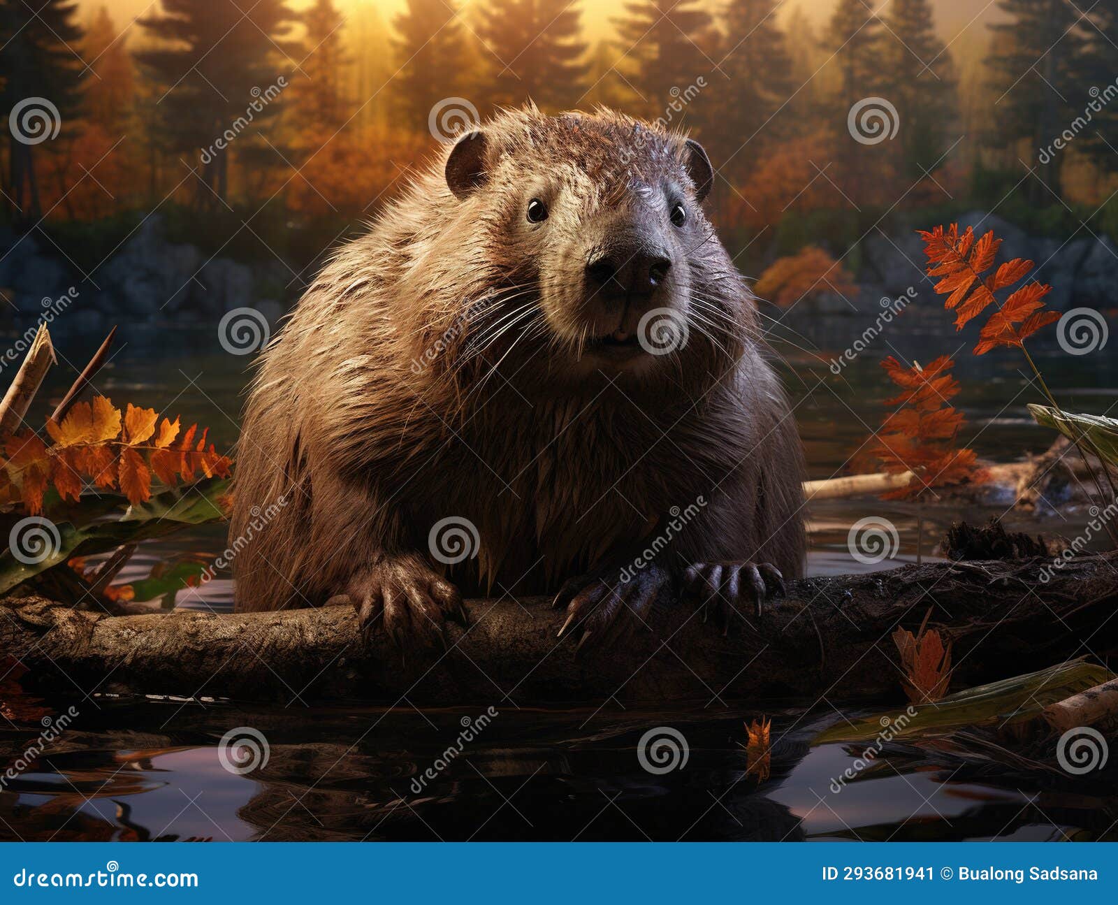 Beavers Build A Dam On The River Royalty-Free Stock Image ...