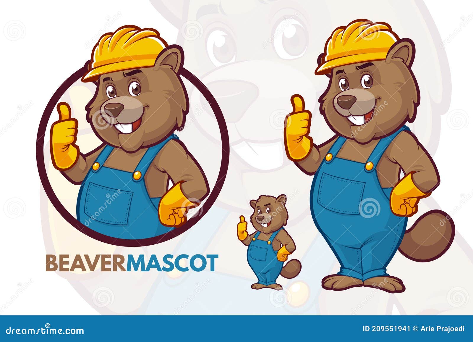 Beaver Mascot Set for Construction and Handyman Business Stock Image ...