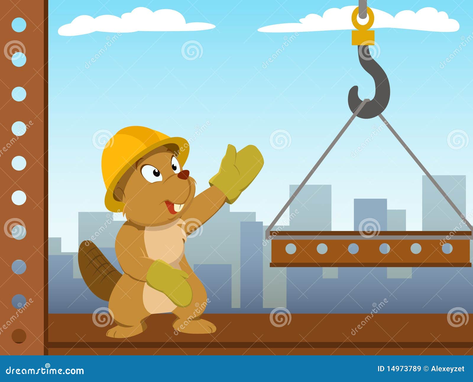 Beaver Construction Worker With Wood Beam Cartoon Illustration ...
