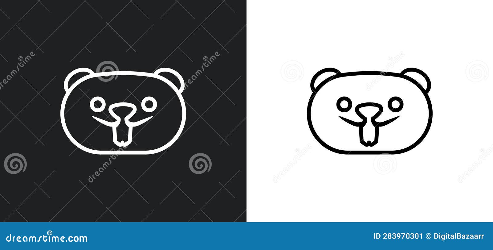 Beaver Outline Icon in White and Black Colors. Beaver Flat Vector Icon ...