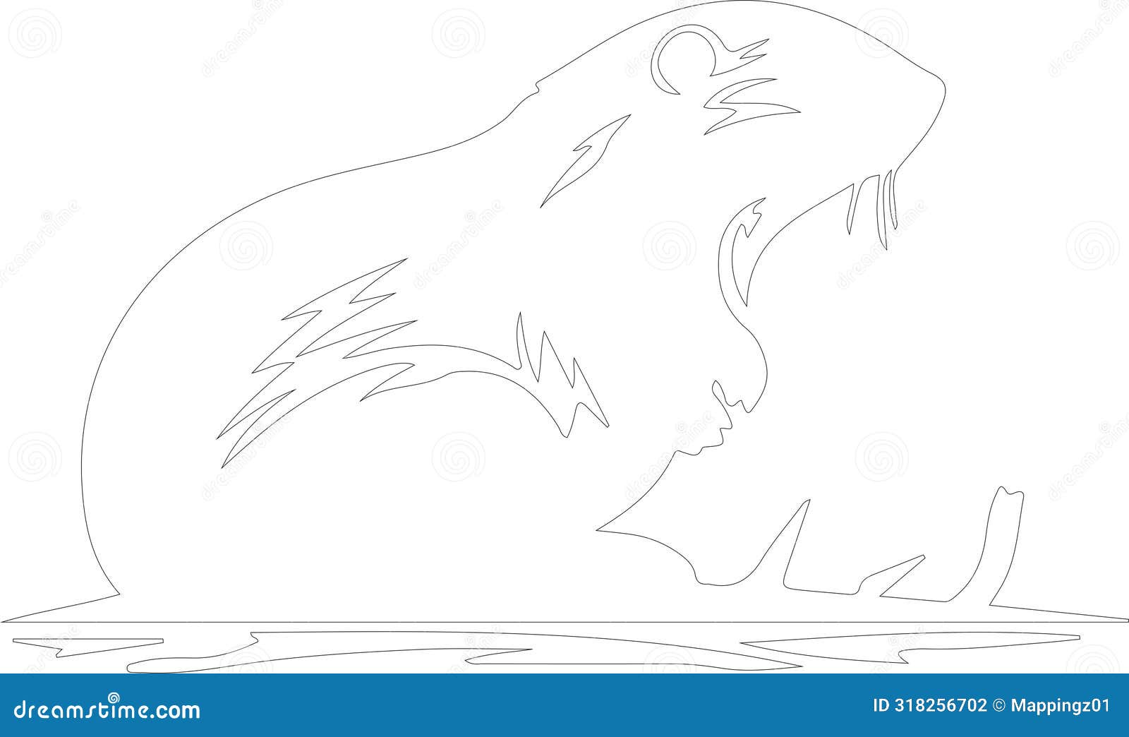 Beaver Outline Silhouette Generative Ai Stock Vector - Illustration of ...