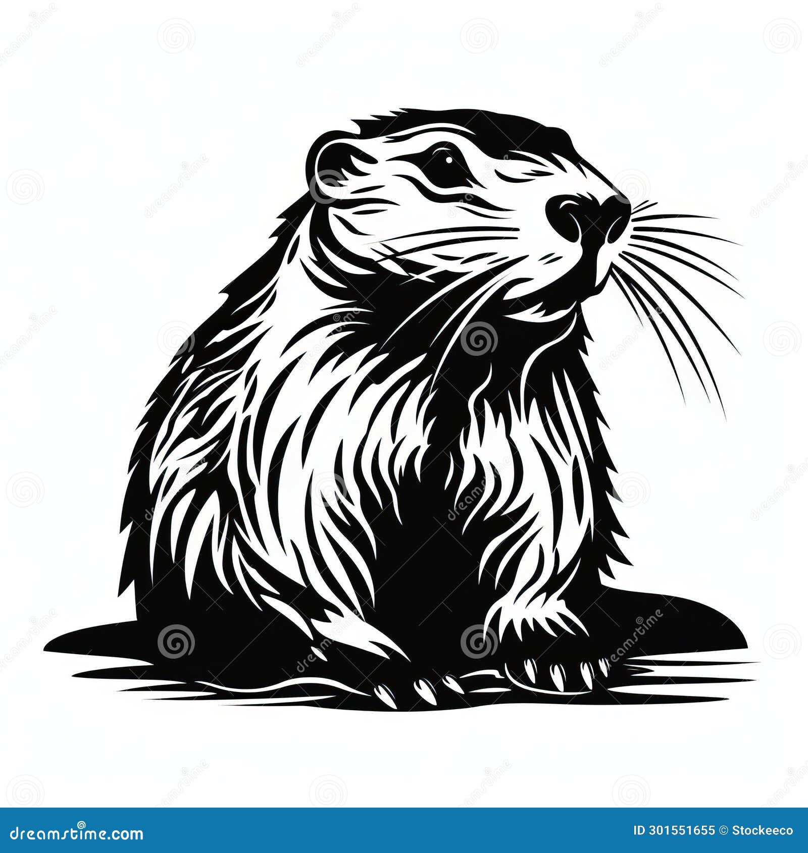 Black and White Vector Beaver in the Style of Lorser Feitelson Stock ...