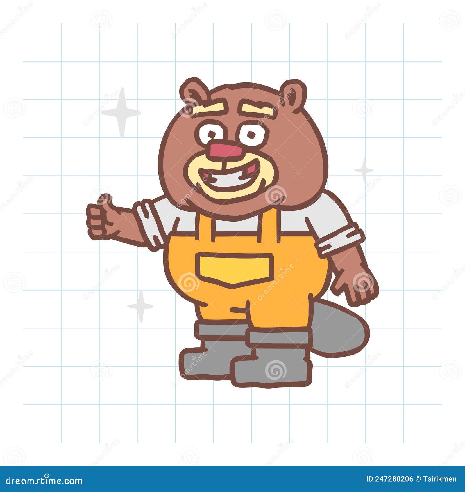 Beaver Showing Thumbs Up and Smiling. Hand Drawn Character Stock Vector ...