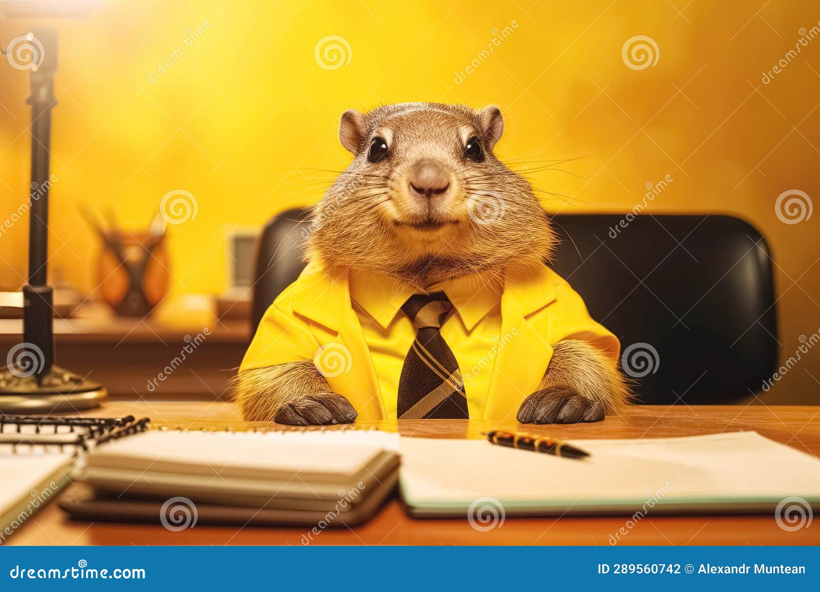 A Beaver Working in an Office. Stock Illustration - Illustration of ...
