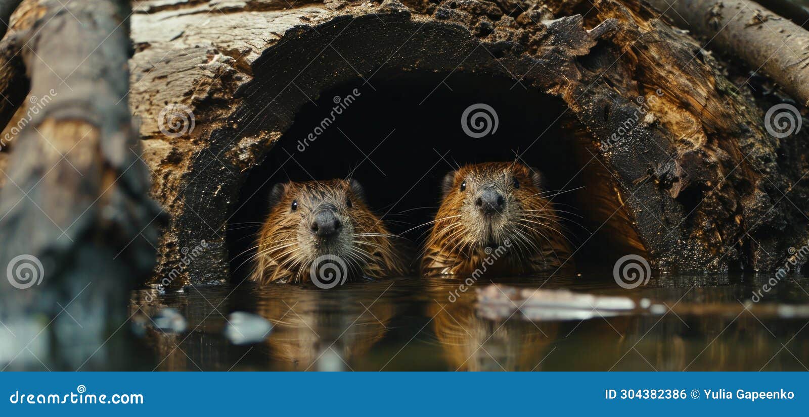 Beavers Peering through a Camera Hole Stock Photo - Image of rodent ...