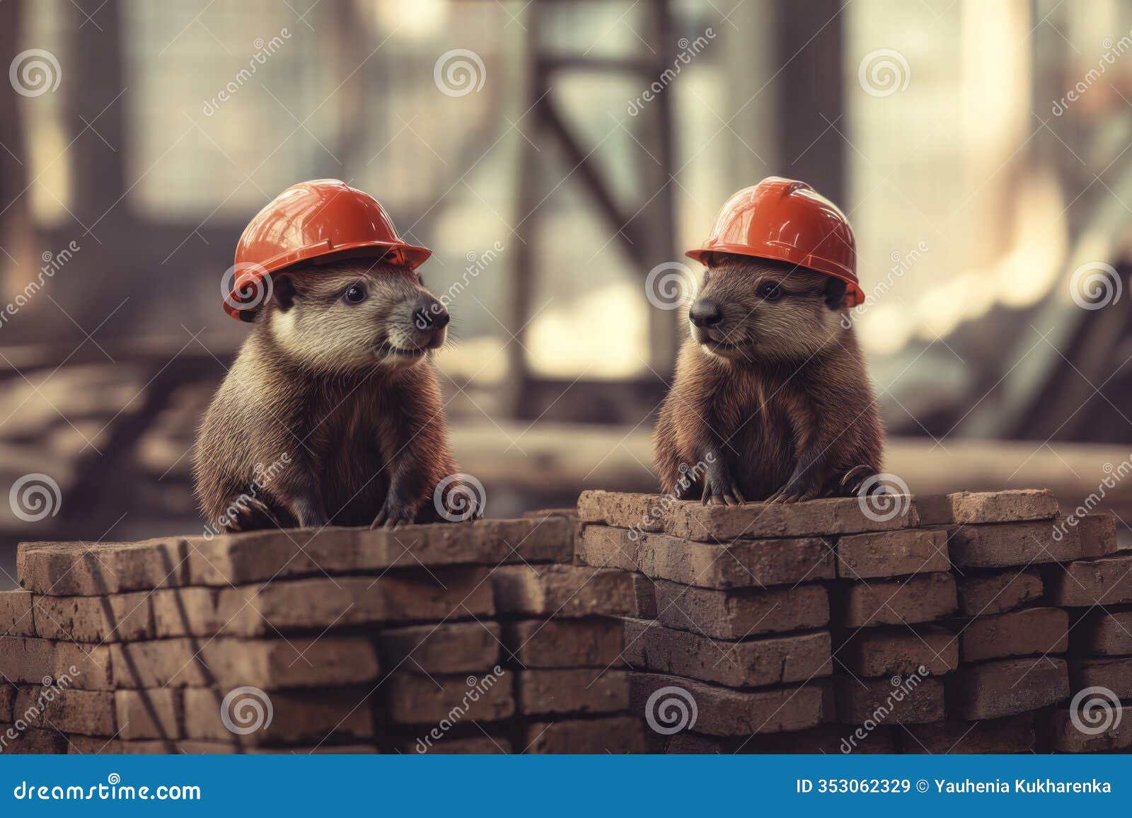Beavers In Construction Attire At Work Stock Illustration ...