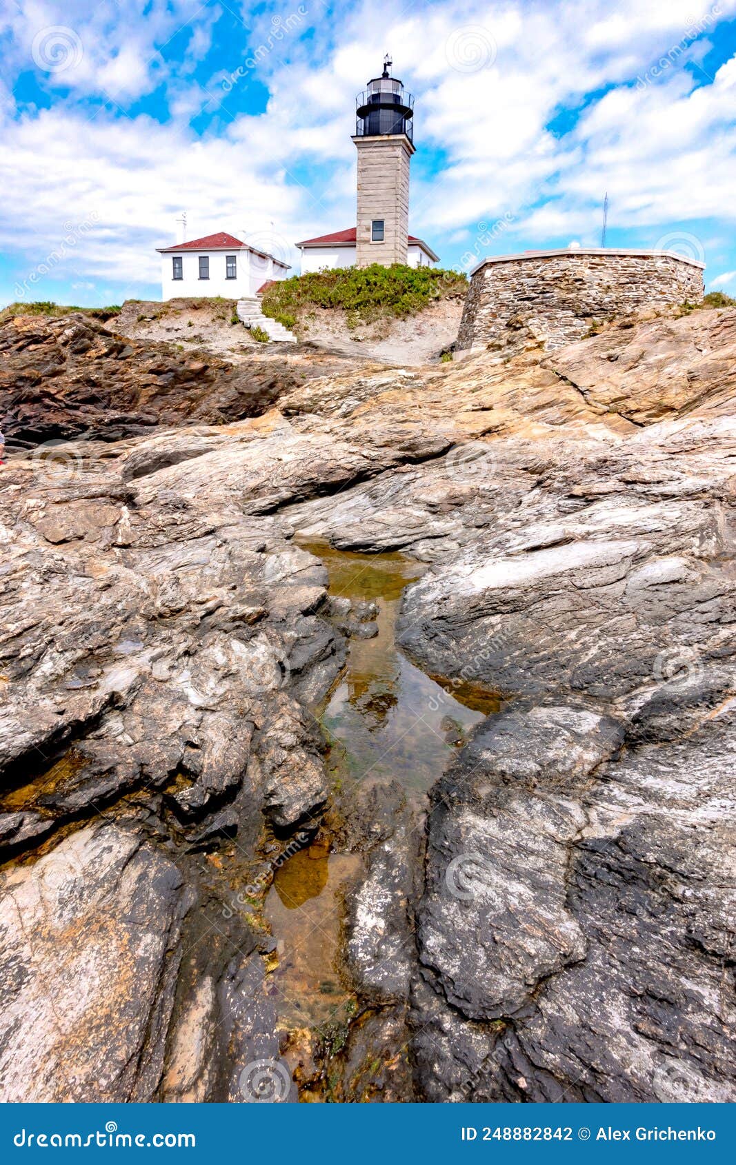 Beavertail Lighthouse Conacicut Island Jamestown, Rhode Island Stock ...
