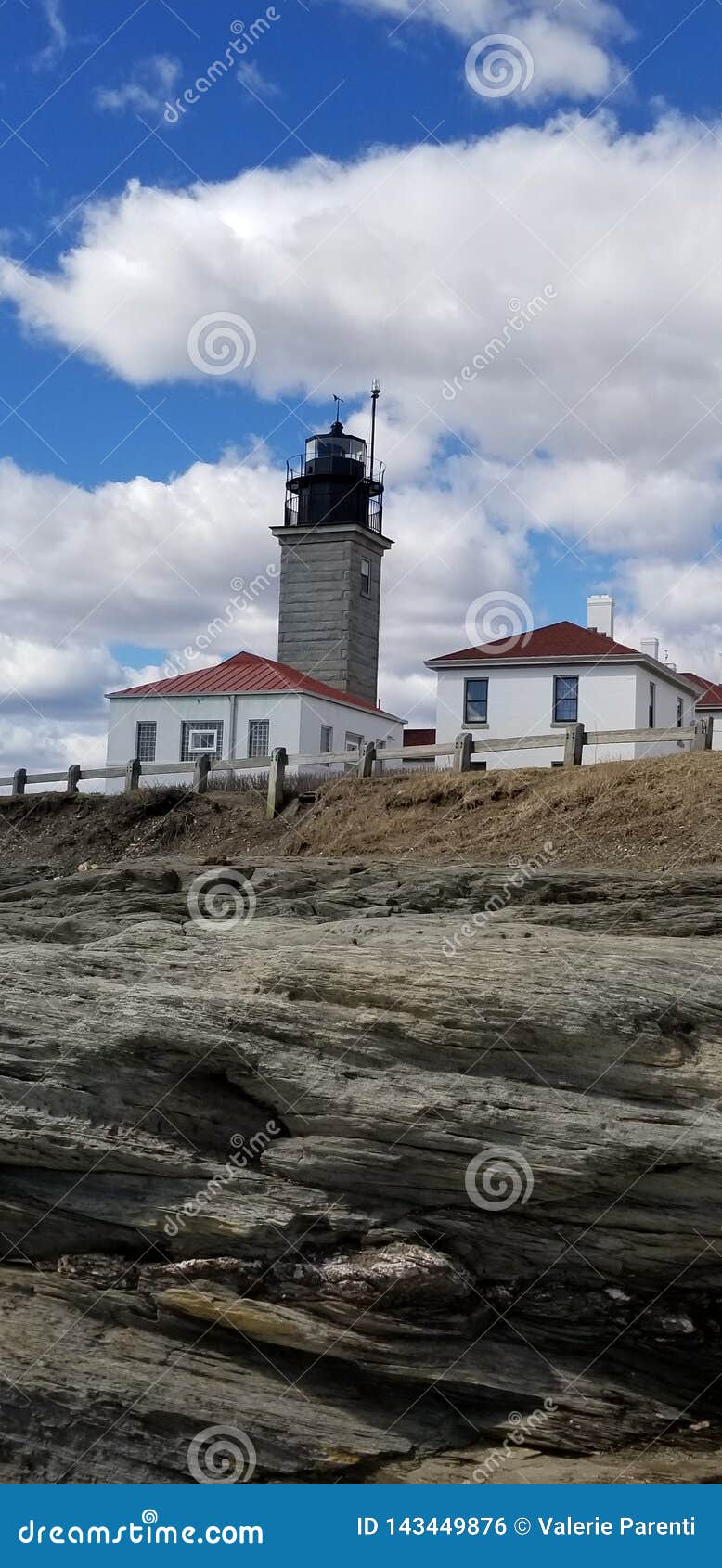 Beavertail Lighthouse in Jamestown Oceanfront Ocean Stock Photo - Image ...