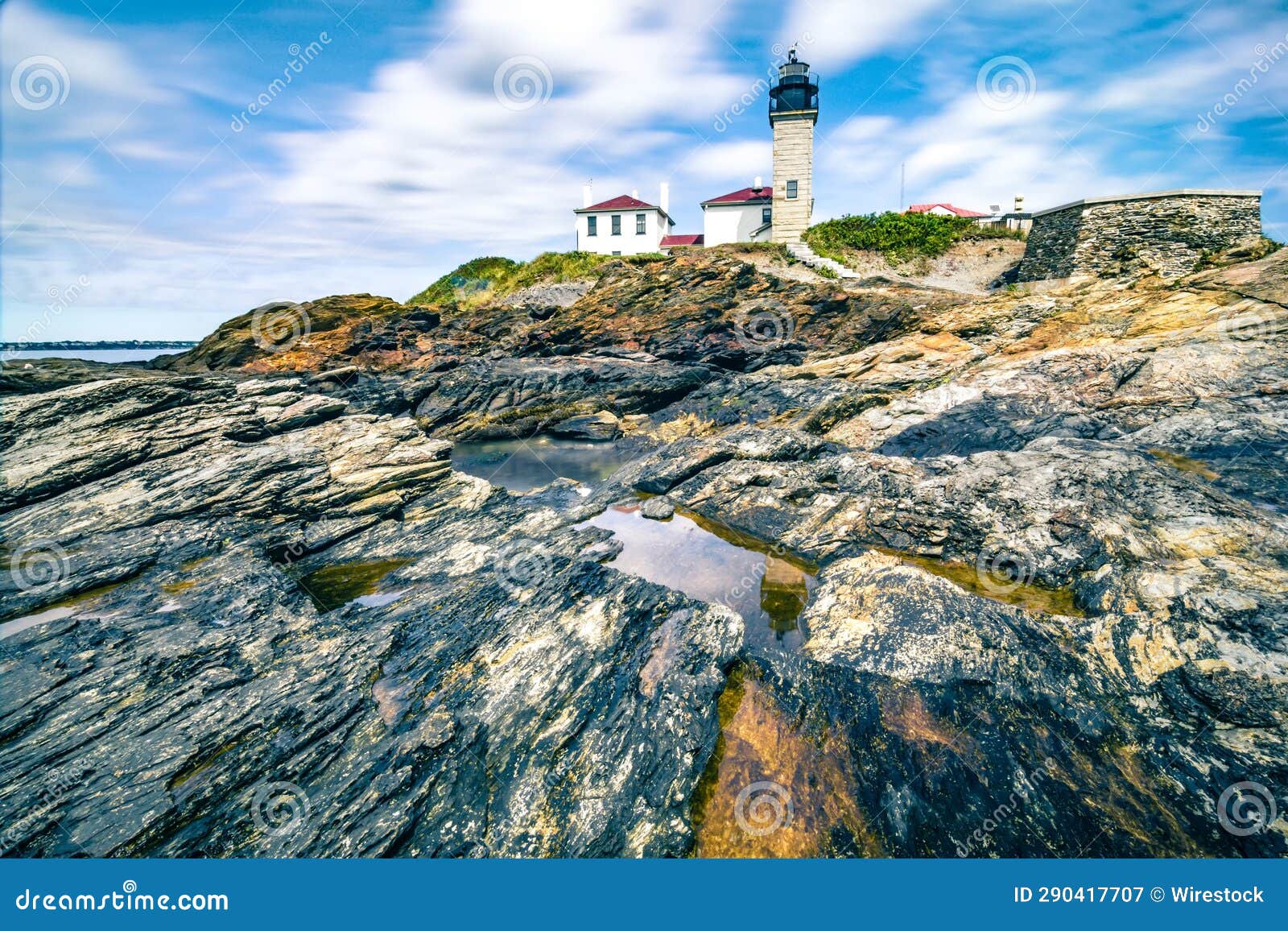 Beavertail Lighthouse in Jamestown, Rhode Island Stock Illustration ...