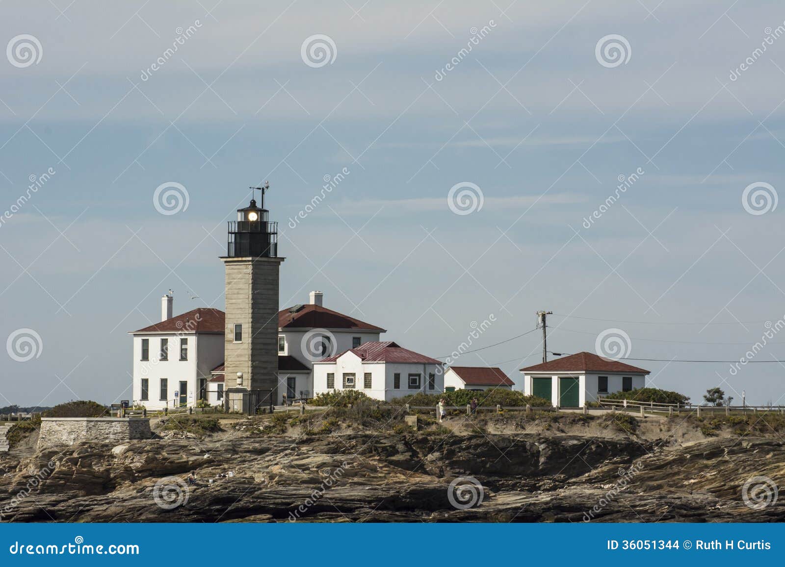 Beavertail Lighthouse, Newport, RI Stock Photo - Image of reds, wires ...