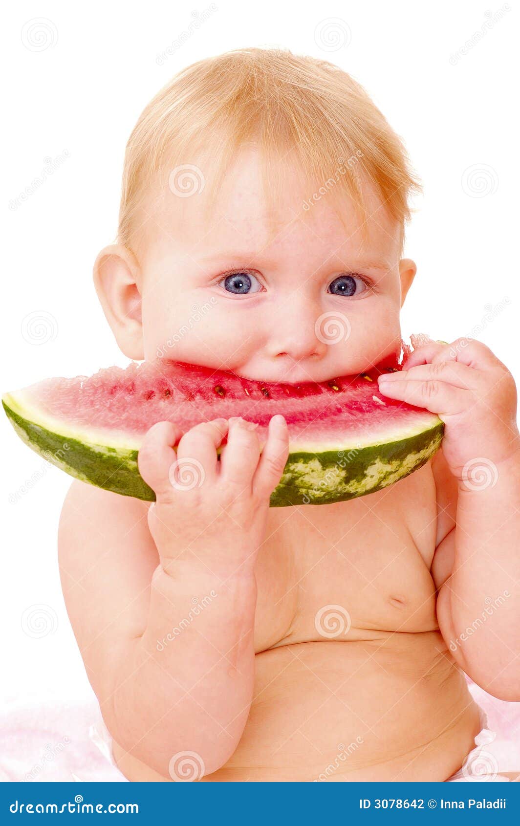 Bebé con la sandía foto de archivo. Imagen de inocencia - 3078642