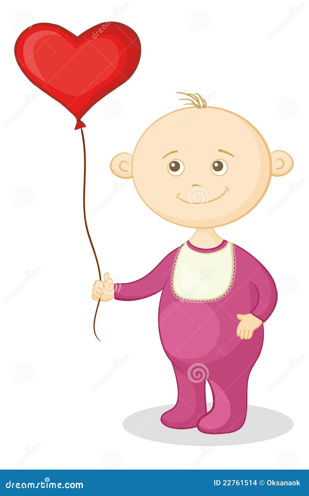 Bebé Con Un Globo Del Corazón Ilustración del Vector - Ilustración de ...