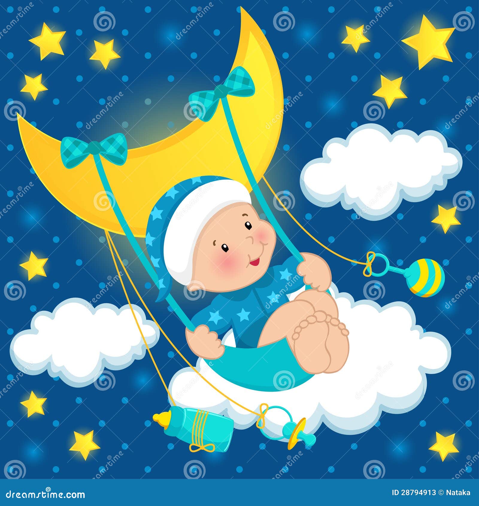 Bebé En El Vector De La Luna Ilustración del Vector - Ilustración de ...