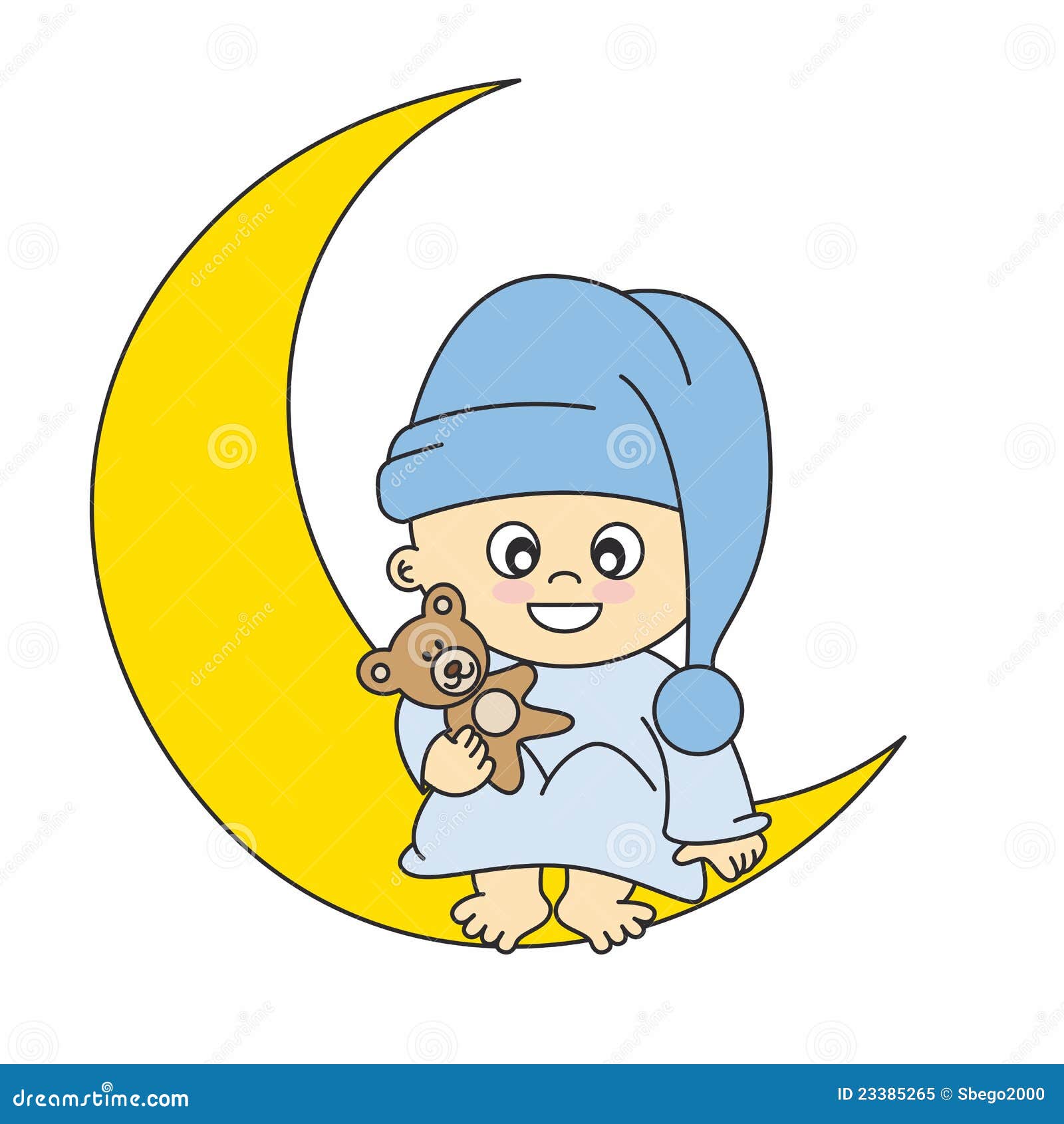 Bebé en la luna ilustración del vector. Ilustración de bebé - 23385265