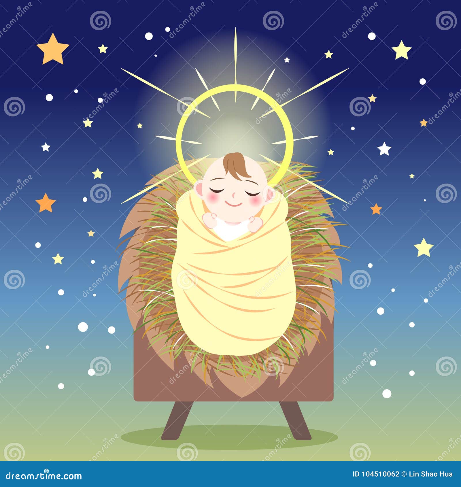 Bebé Jesús en pesebre ilustración del vector. Ilustración de santo ...