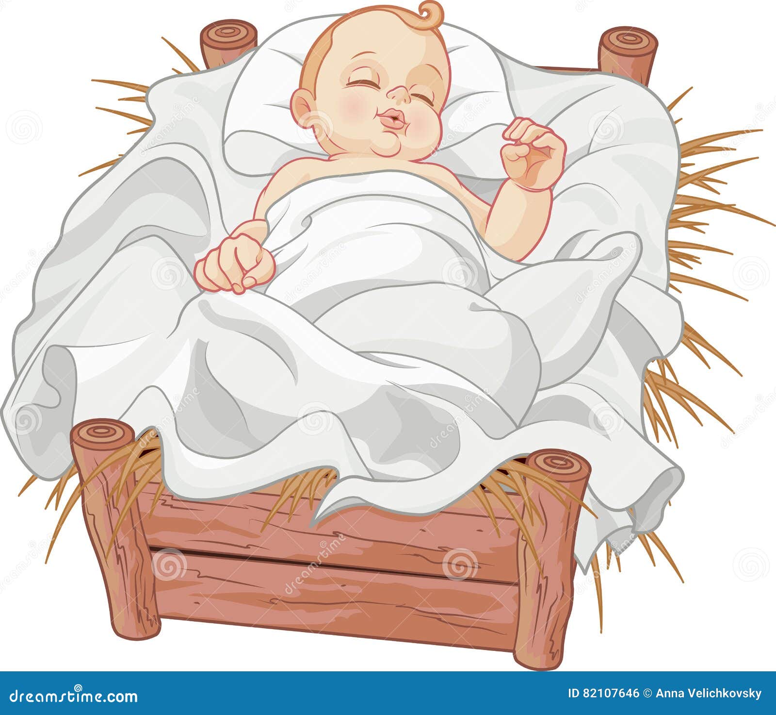 Bebé Jesus Asleep ilustración del vector. Ilustración de granero - 82107646