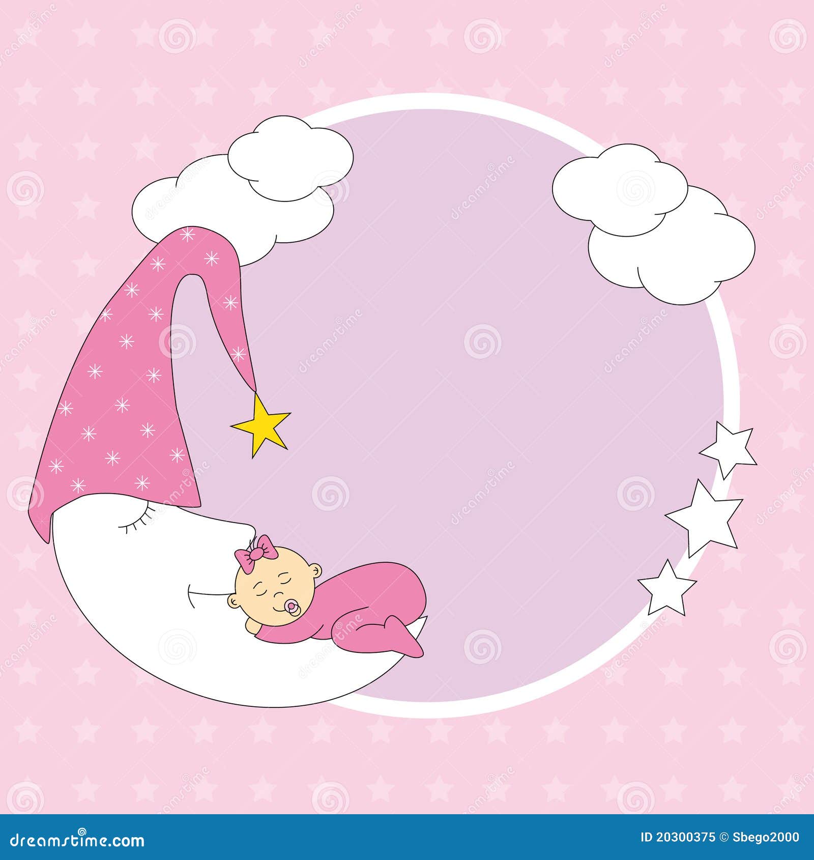 Bebé que duerme en la luna ilustración del vector. Ilustración de rosa ...